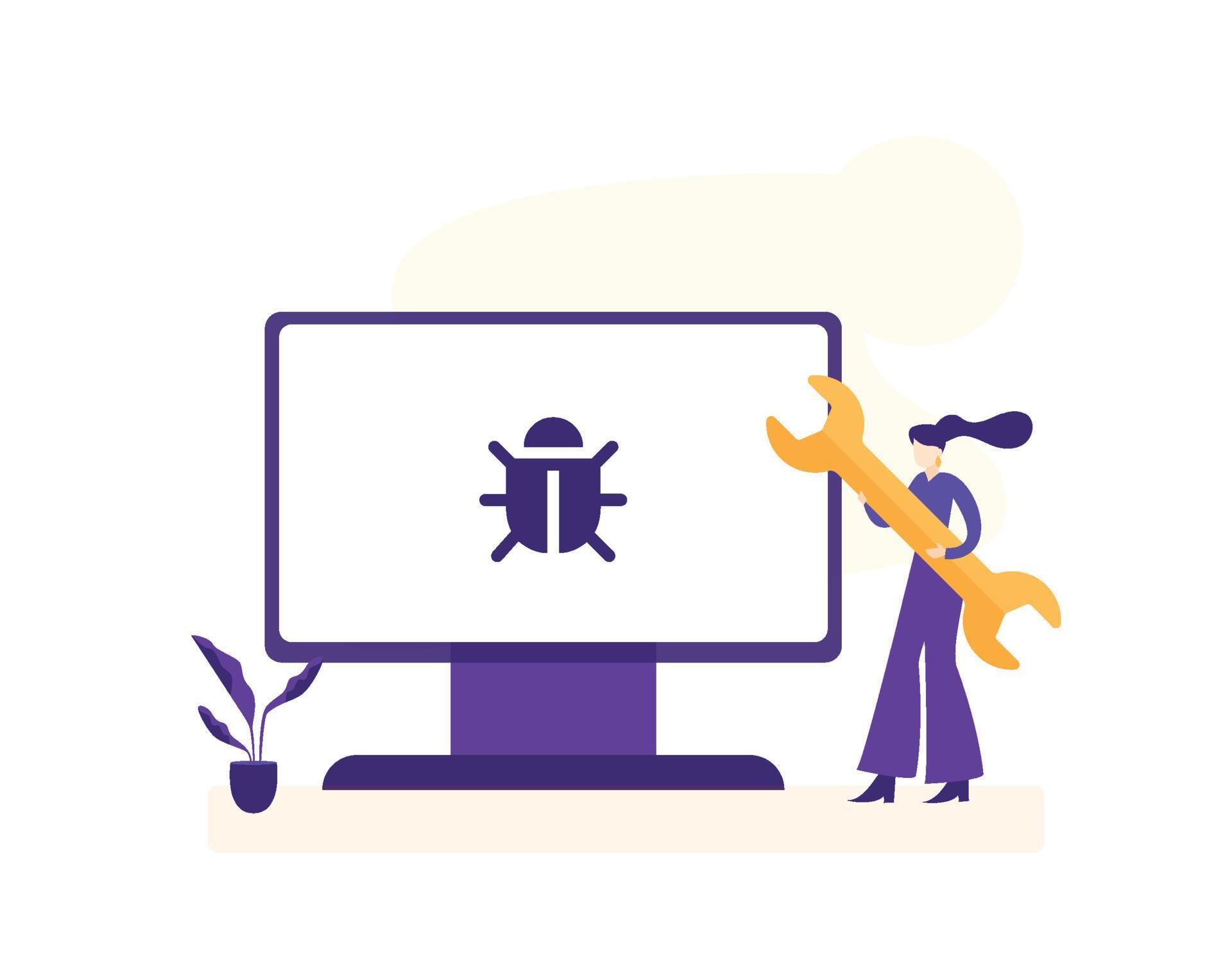 Computer Bug on Screen Flat Design 8923857 Vector Art at Vecteezy