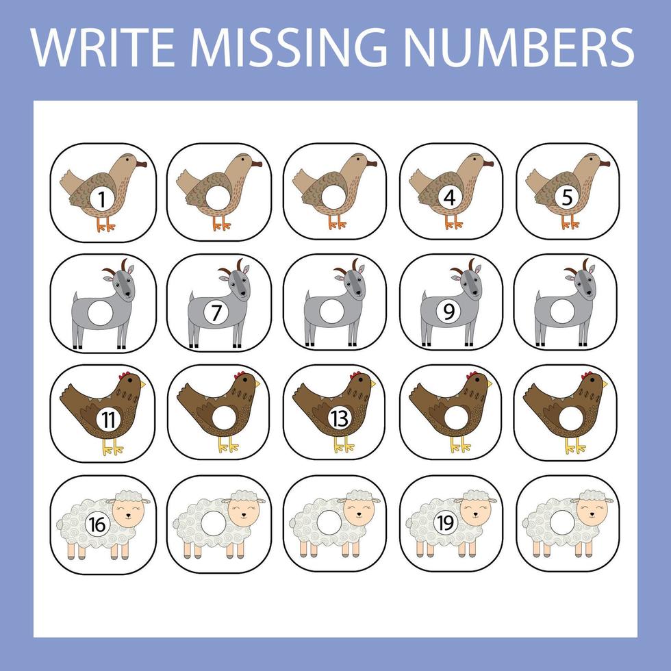Write the missing numbers in the correct order 8926319 Vector Art at ...