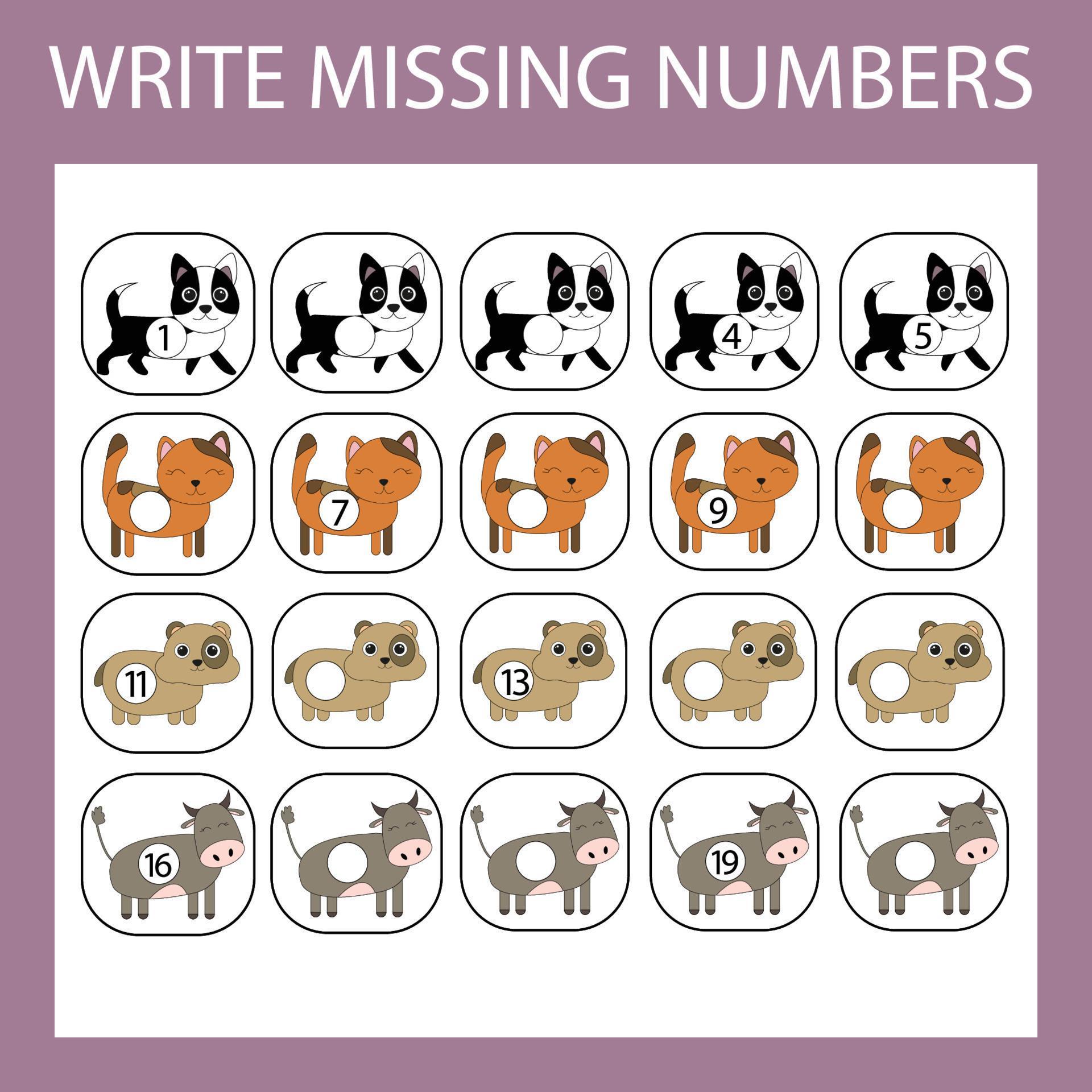 Write the missing numbers in the correct order 8926505 Vector Art at ...