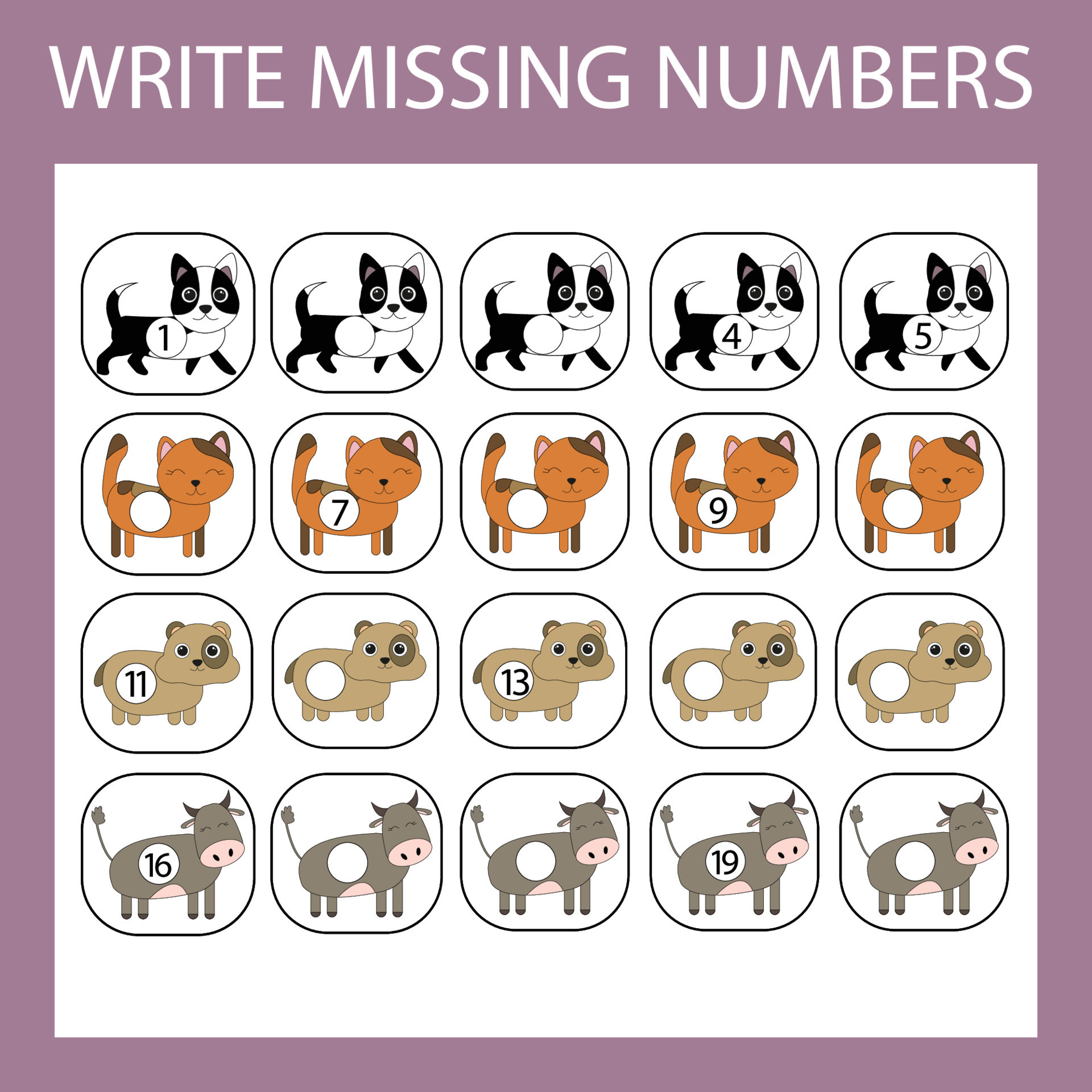 Write the missing numbers in the correct order 8926505 Vector Art at ...