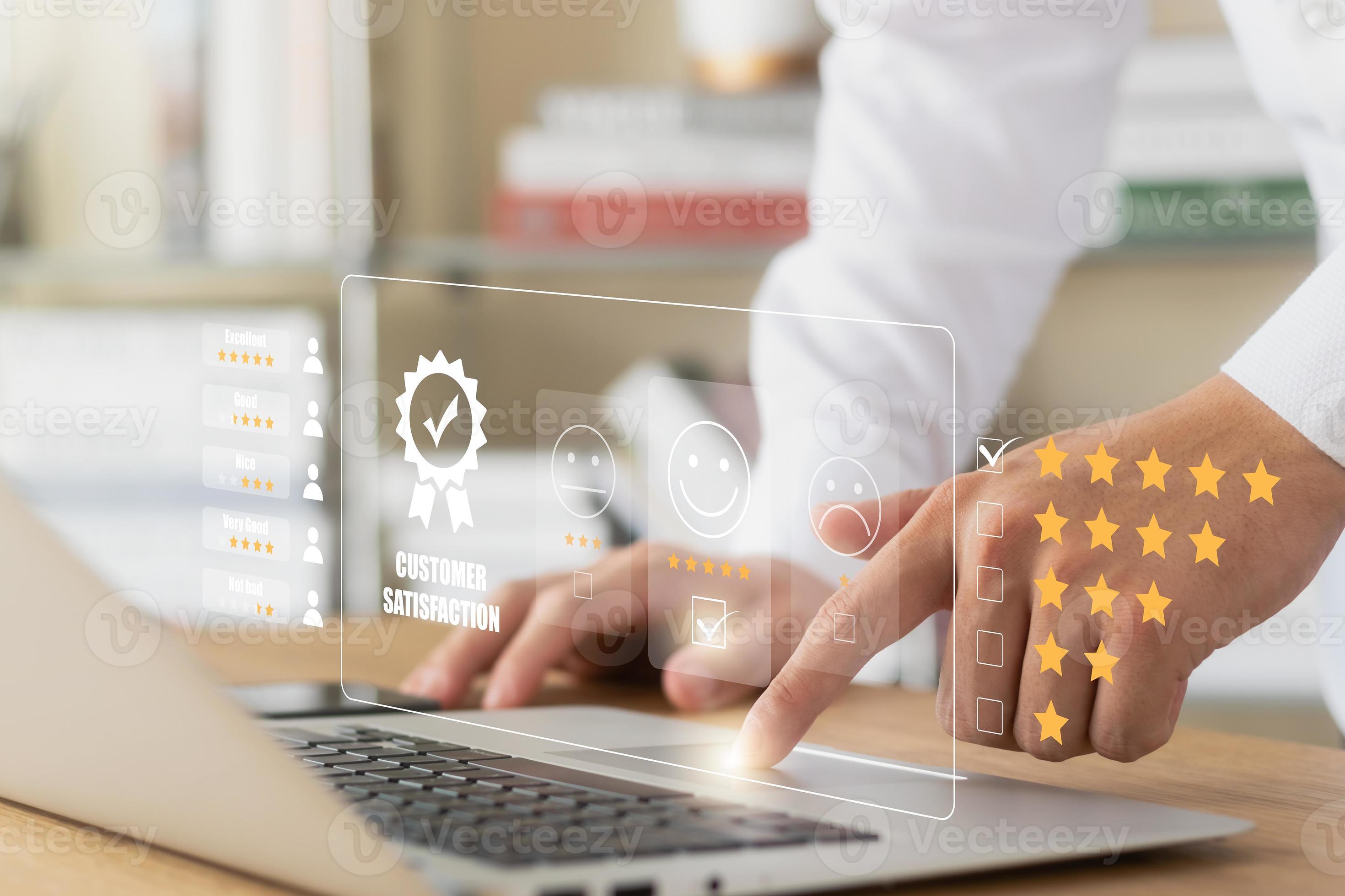 User give rating to service experience on online application, Customer review satisfaction ...