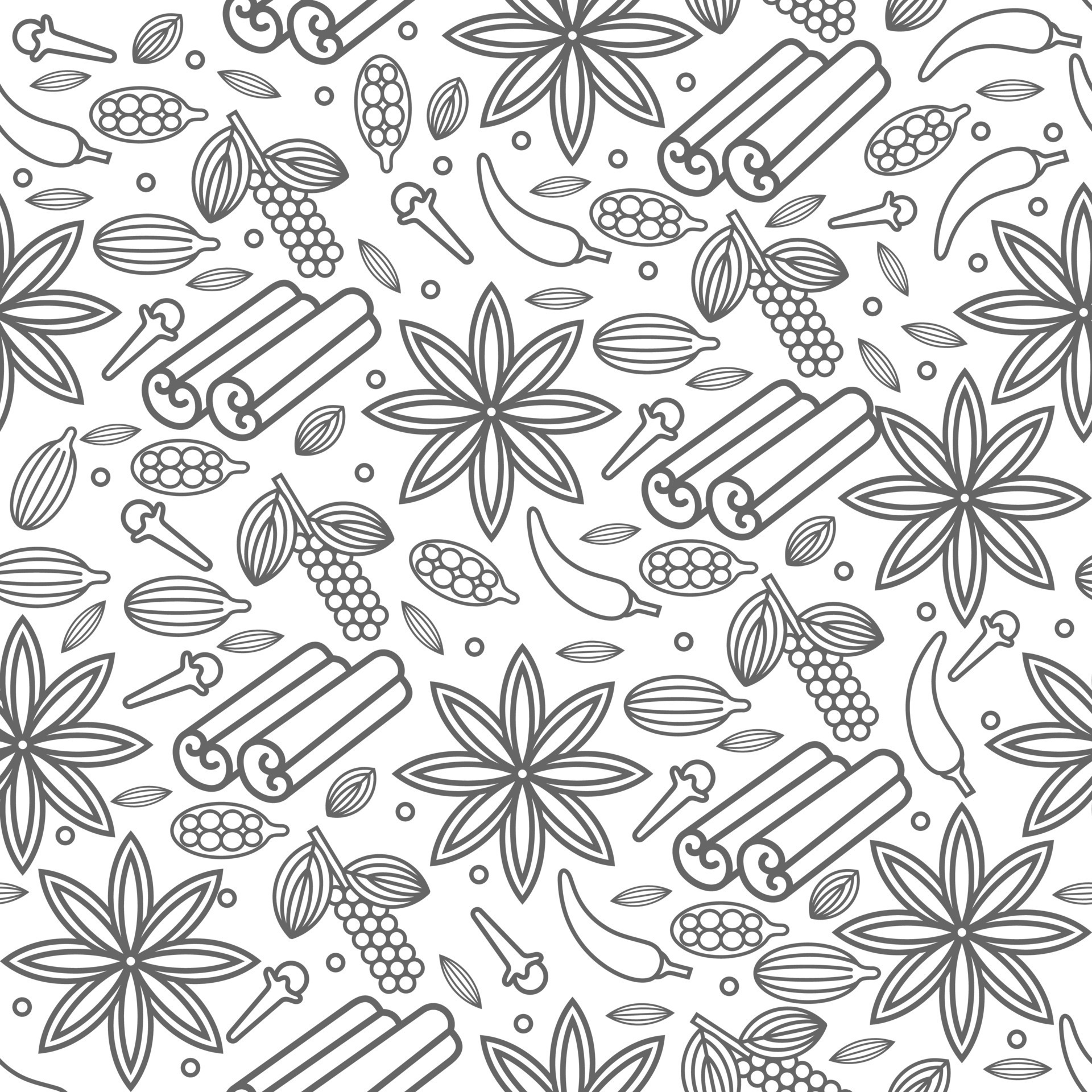Vector seamless pattern with hand drawn spices. Beautiful food vector ... Vector seamless pattern with hand drawn spices. Beautiful food vector ...