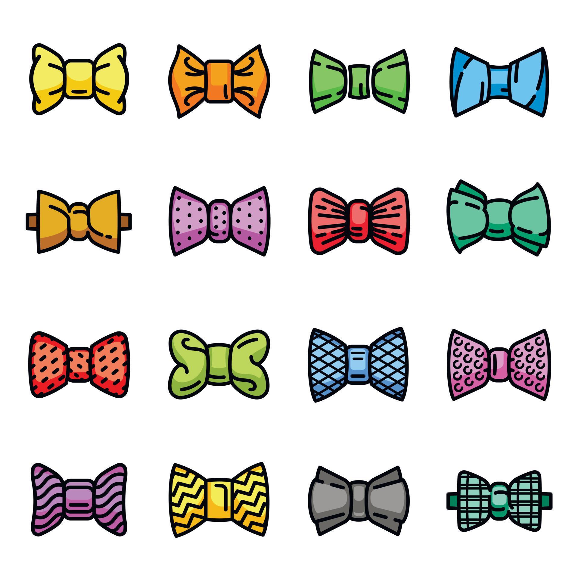 Bowtie icons set, outline style 8937206 Vector Art at Vecteezy