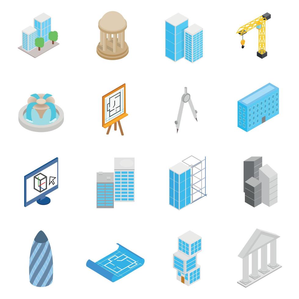 Architecture Icons set, isometric 3d style 8939179 Vector Art at Vecteezy