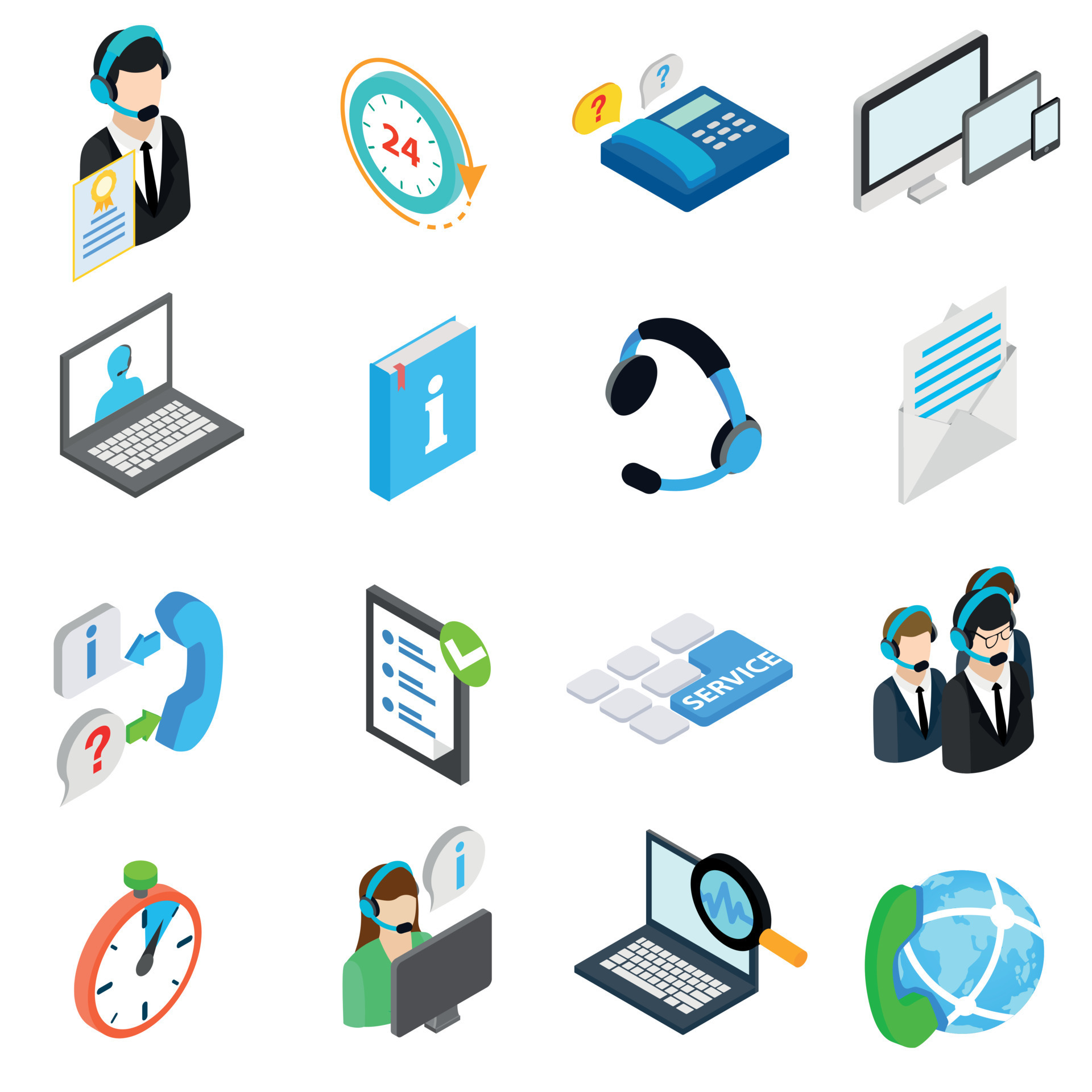 Computer service icons set, isometric 3d style 8939917 Vector Art at ...