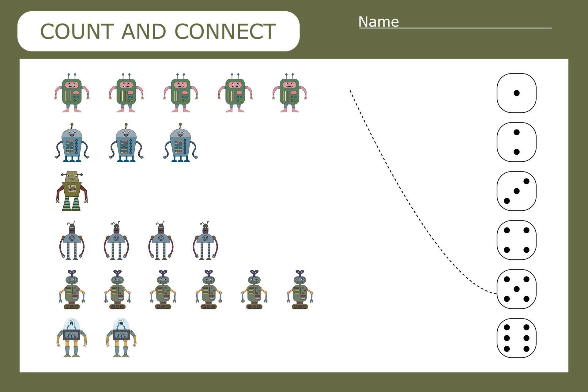 Count and connect the number of robots and the number 8940796 Vector ...