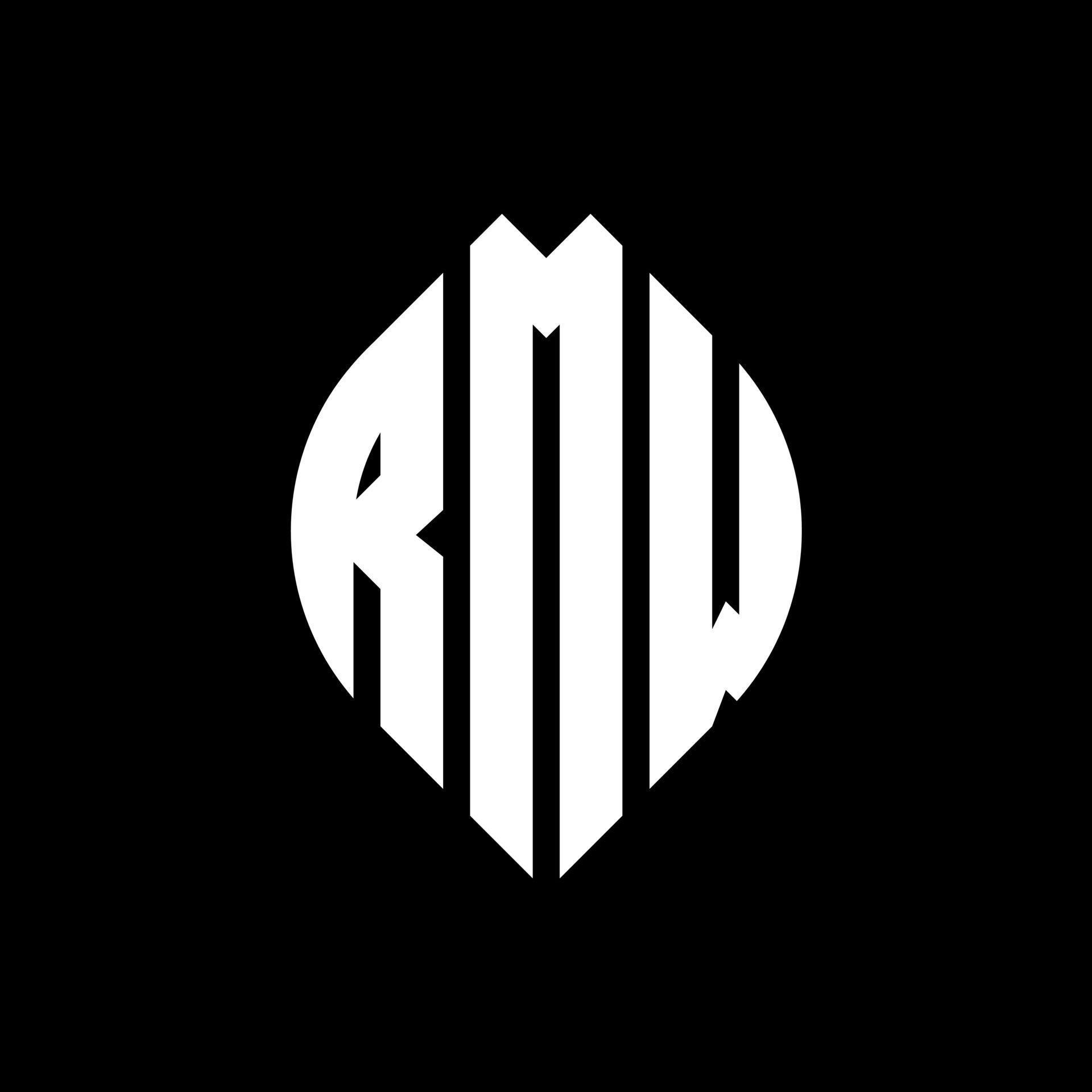 diseño de logotipo de letra de círculo rmw con forma de círculo y elipse. letras elipses rmw con ...