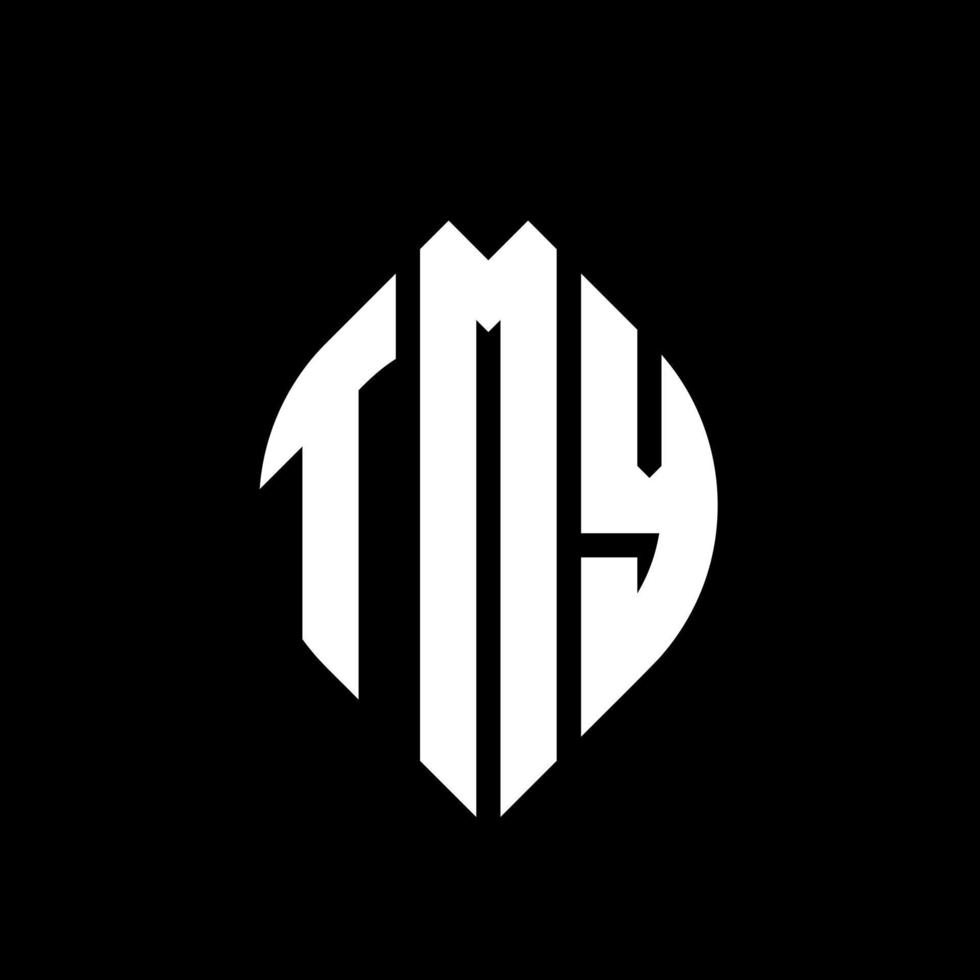 diseño de logotipo de letra de círculo tmy con forma de círculo y elipse. tmy letras elipses con ...