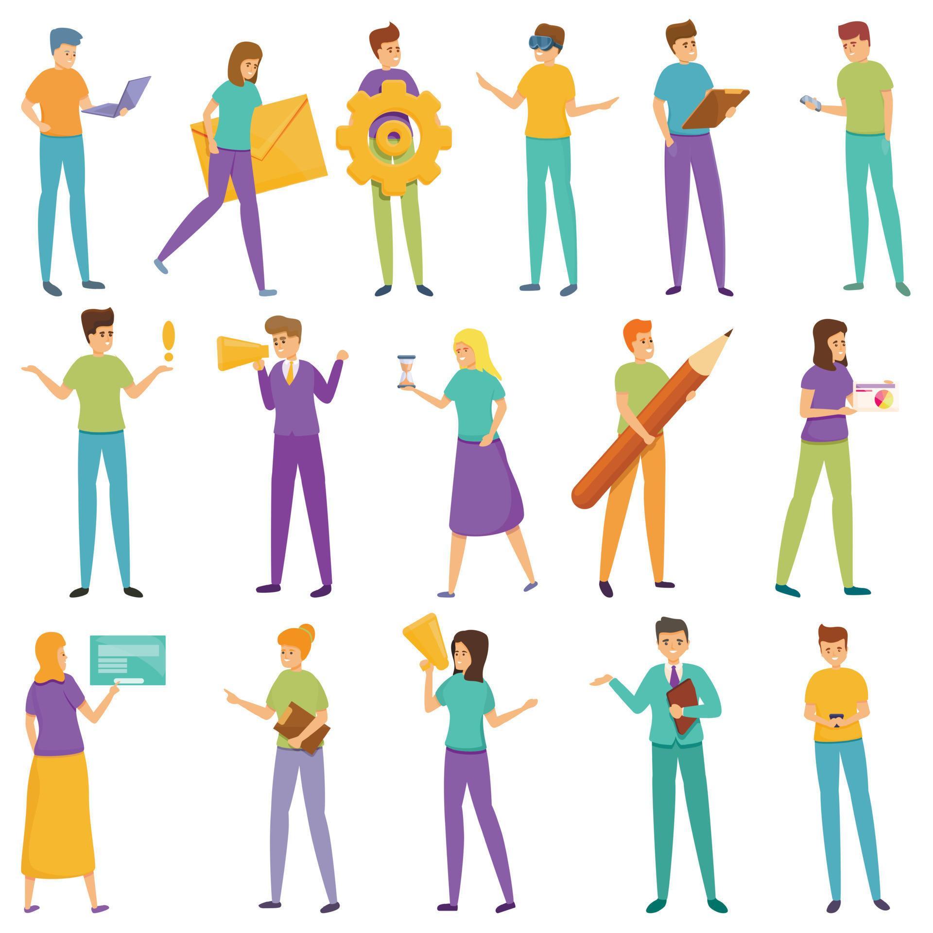Interaction Icons Set Cartoon Style 8943733 Vector Art At Vecteezy