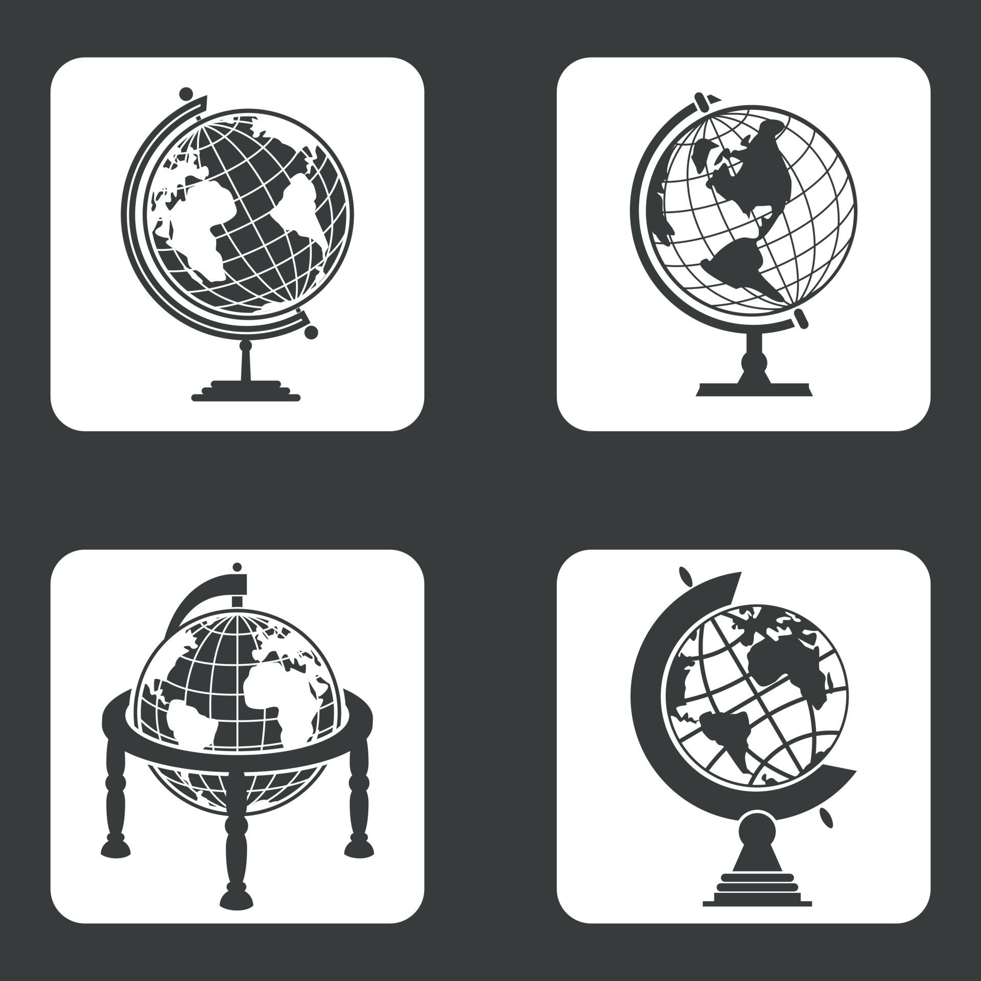 Earth globe icons set 8944485 Vector Art at Vecteezy