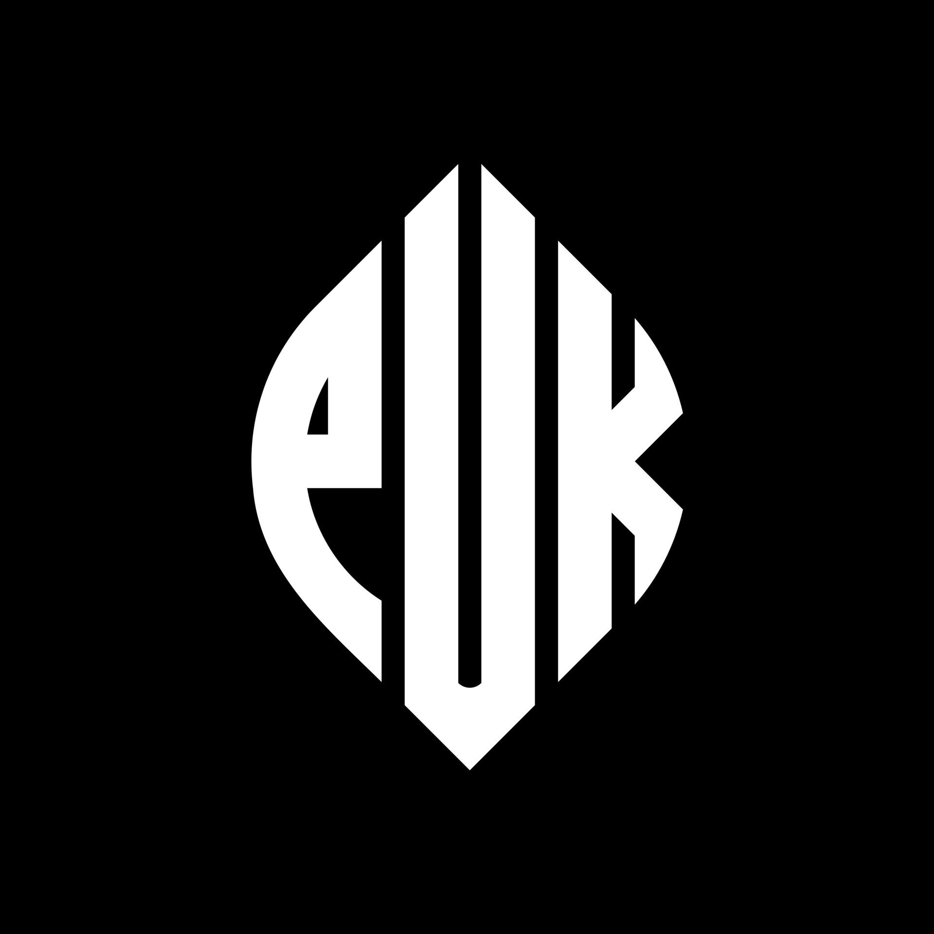 PUK circle letter logo design with circle and ellipse shape. PUK ...