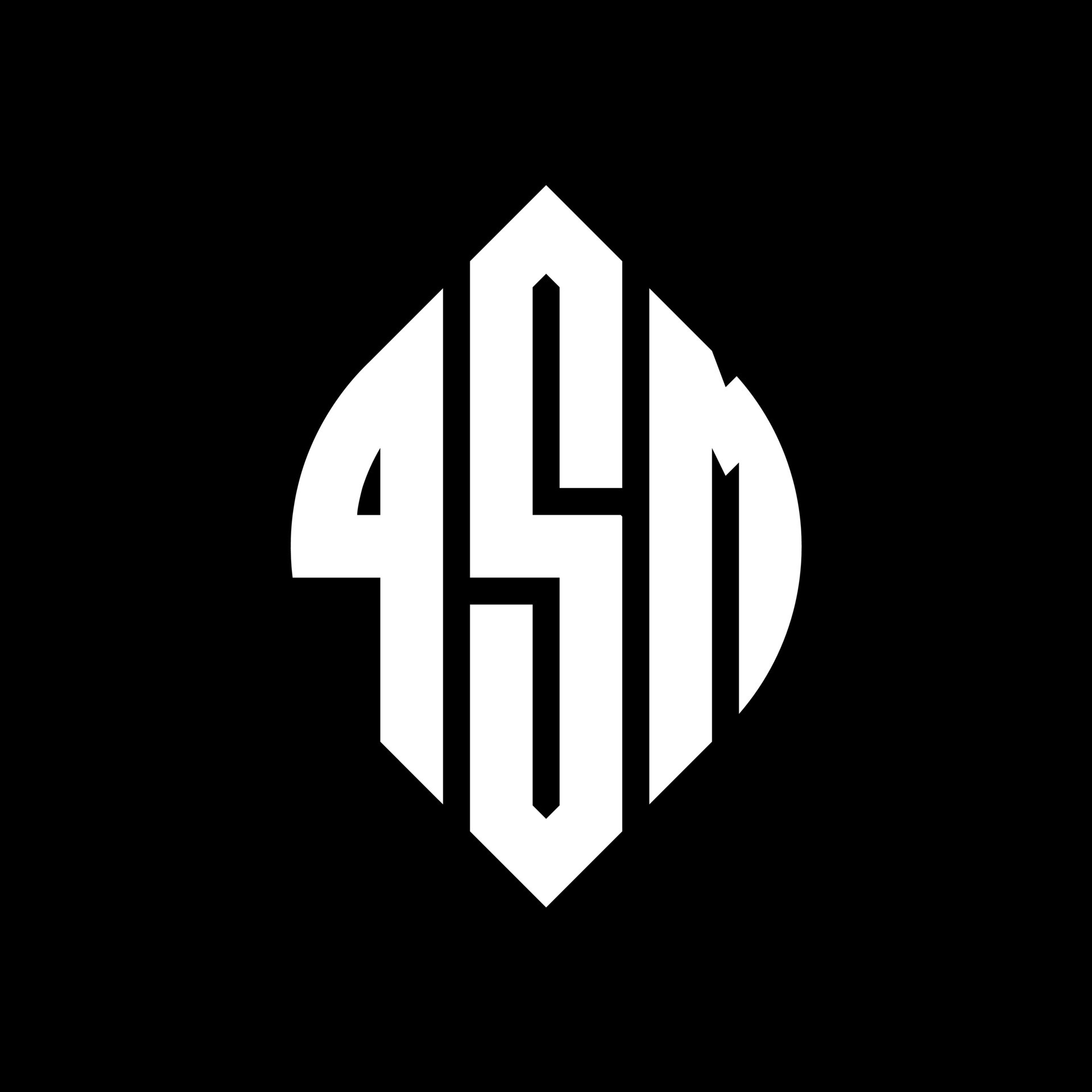 diseño de logotipo de letra de círculo qsm con forma de círculo y elipse. qsm letras elipses con ...