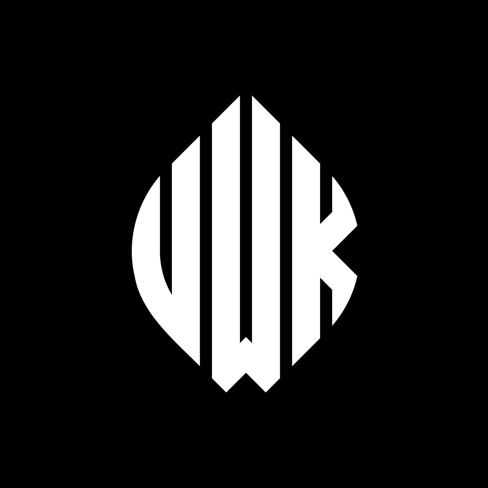 UWK circle letter logo design with circle and ellipse shape. UWK ...
