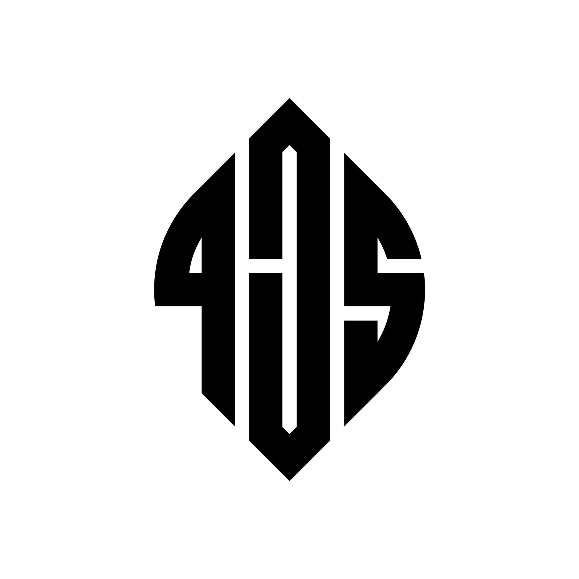 QJS circle letter logo design with circle and ellipse shape. QJS ...