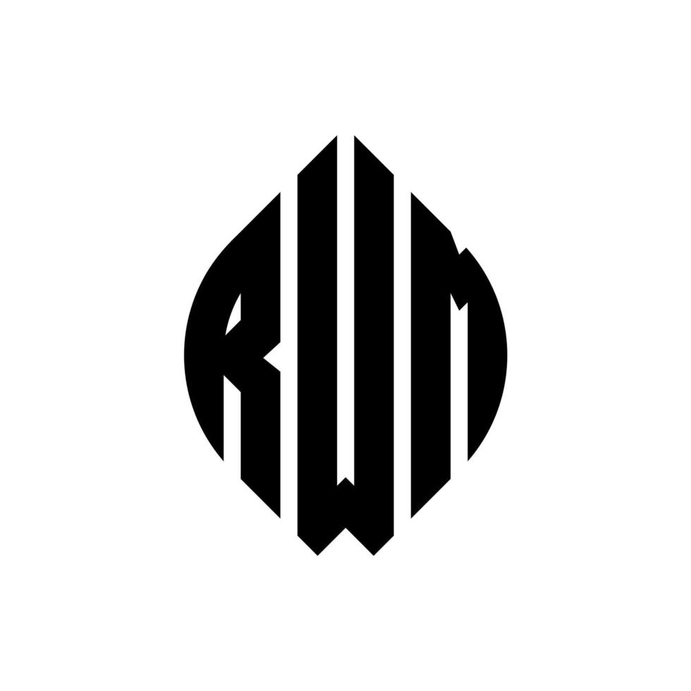 diseño de logotipo de letra de círculo rwm con forma de círculo y elipse. letras de elipse rwm ...