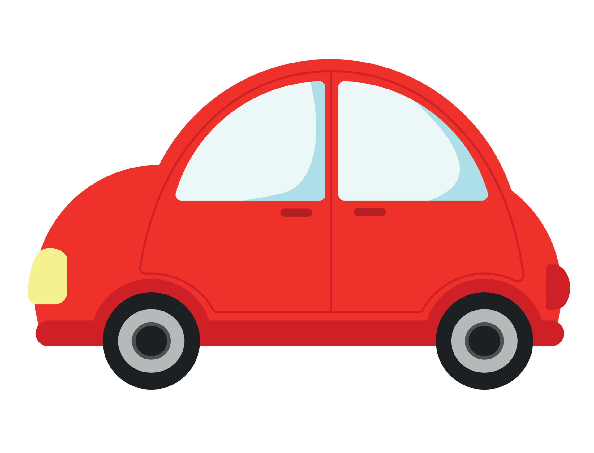 Flat Red Car Icon Clipart In Cartoon Graphic Vector Illustration Design