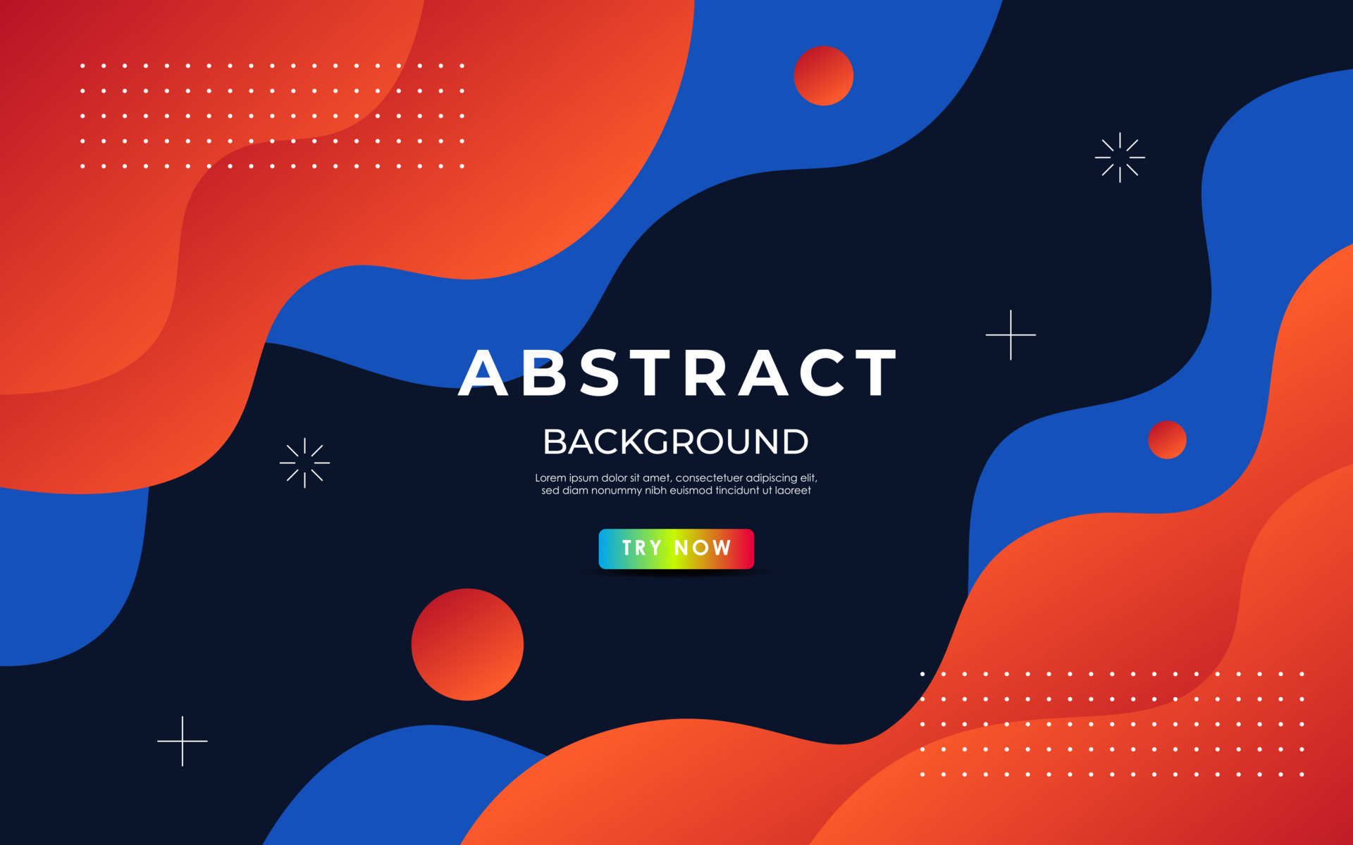 Modern Abstract Orange Gradient Dark Blue Wavy Geometric Shape