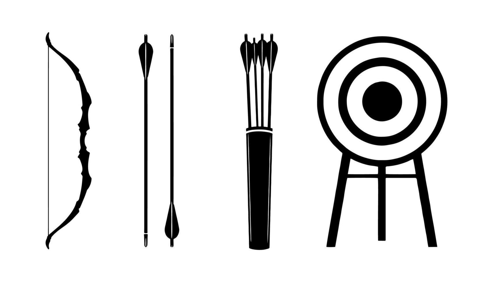 Complete Set Of Bow And Arrow Silhouette Archery Vector Icon 8962736 Vector Art At Vecteezy