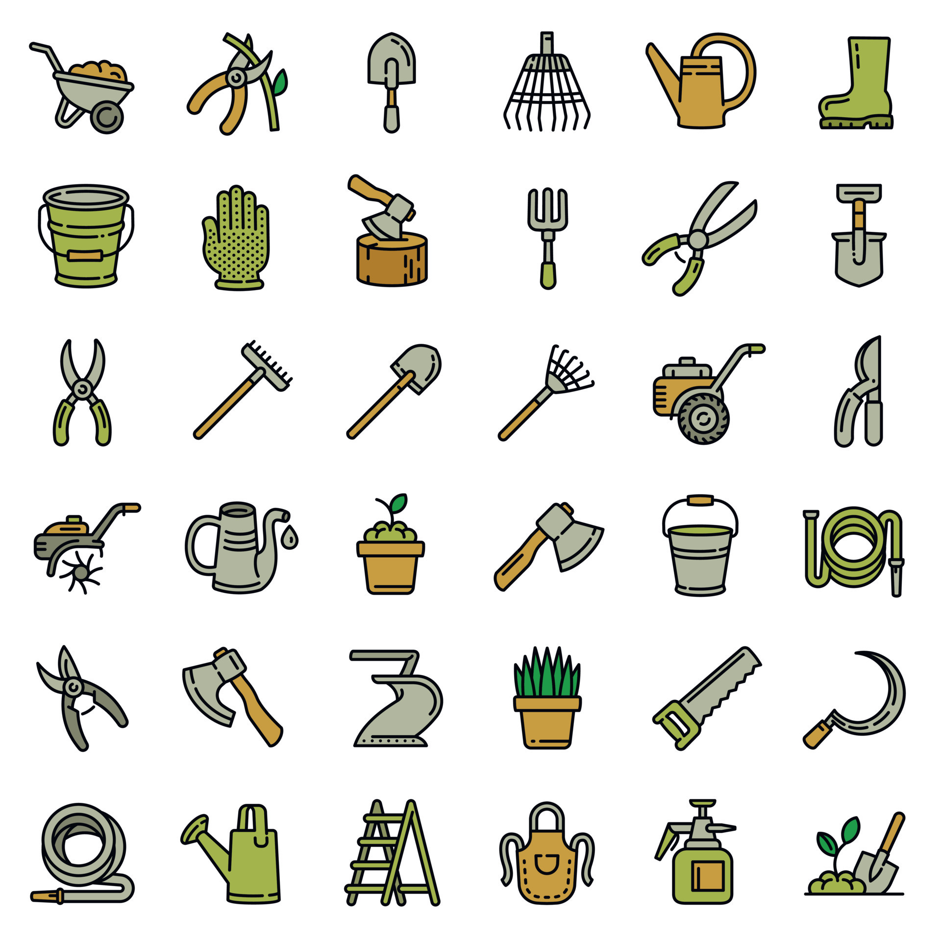 Gardening tools icons set, outline style 8964309 Vector Art at Vecteezy Gardening tools icons set, outline style 8964309 Vector Art at Vecteezy