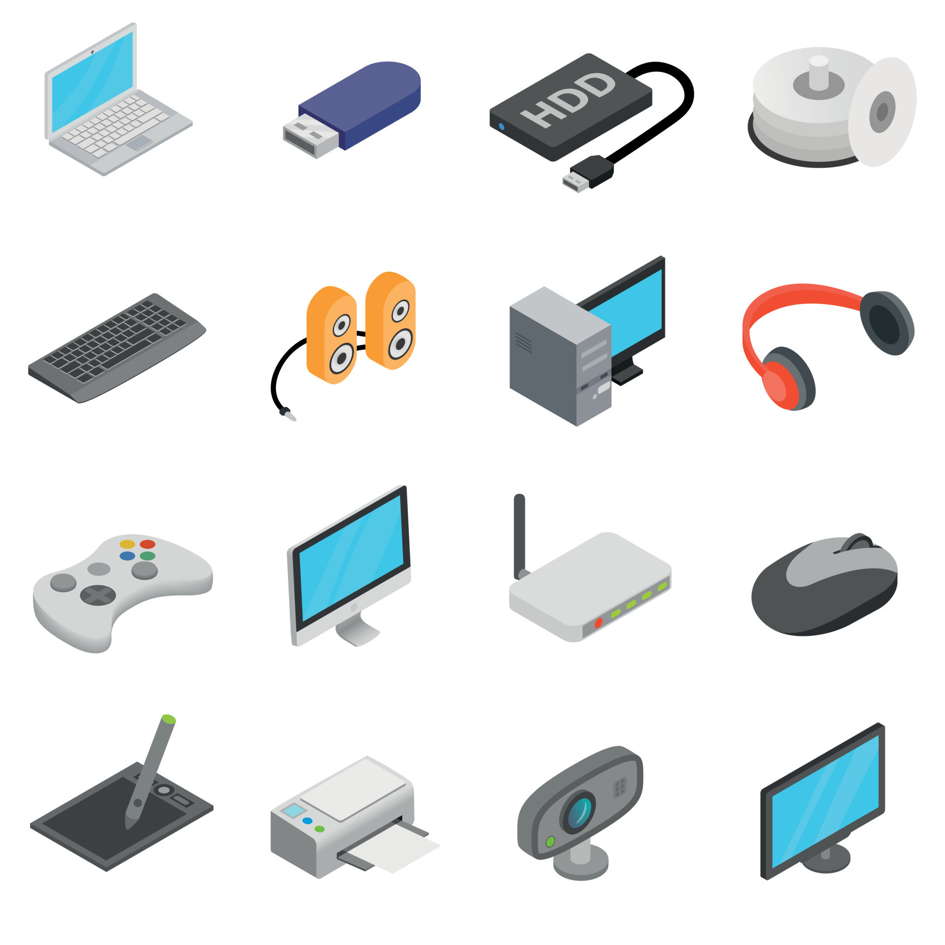 Computer icons set, isometric 3d style 8967058 Vector Art at Vecteezy