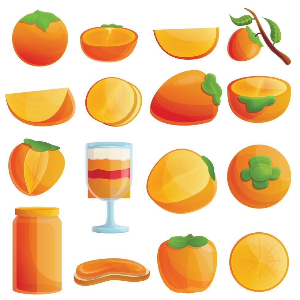 Persimmon icons set, cartoon style 8967723 Vector Art at Vecteezy Persimmon icons set, cartoon style 8967723 Vector Art at Vecteezy