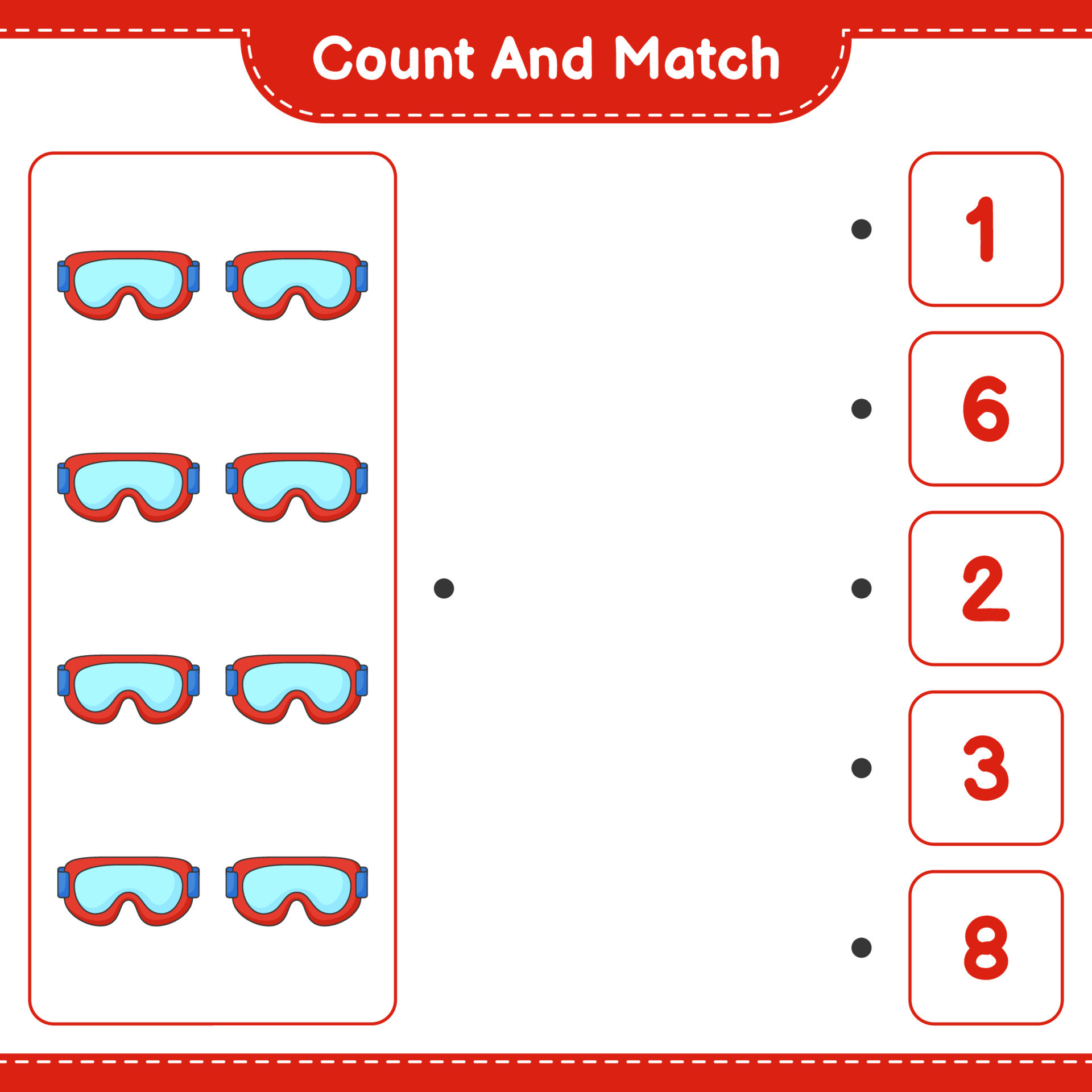 Count and match, count the number of Goggle and match with the right ...