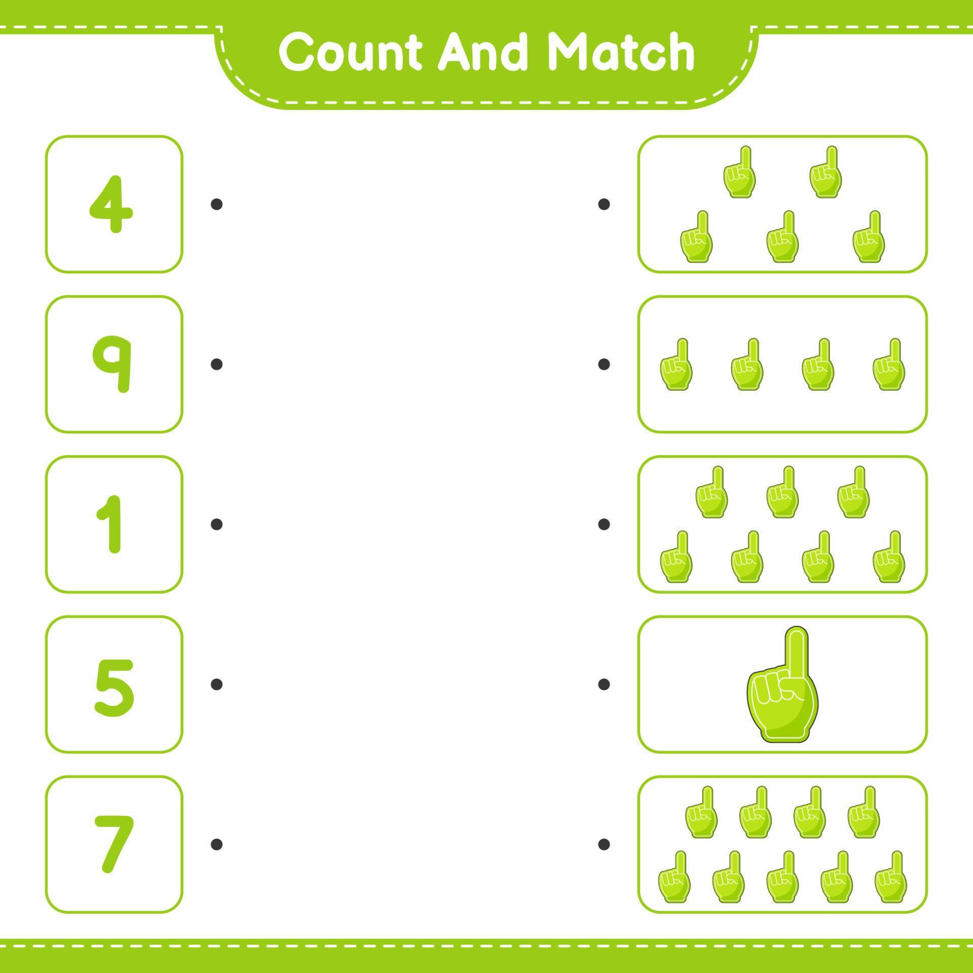Count and match, count the number of Foam Finger and match with the ...
