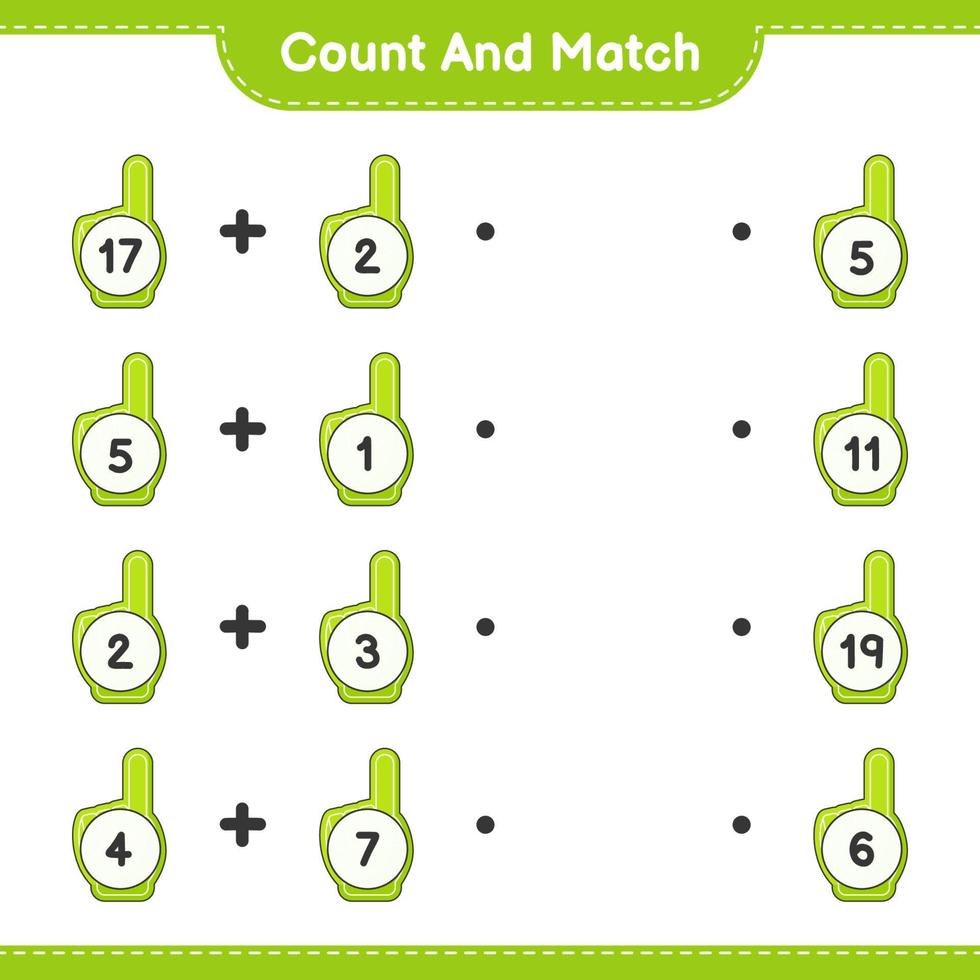 Count and match, count the number of Foam Finger and match with the ...