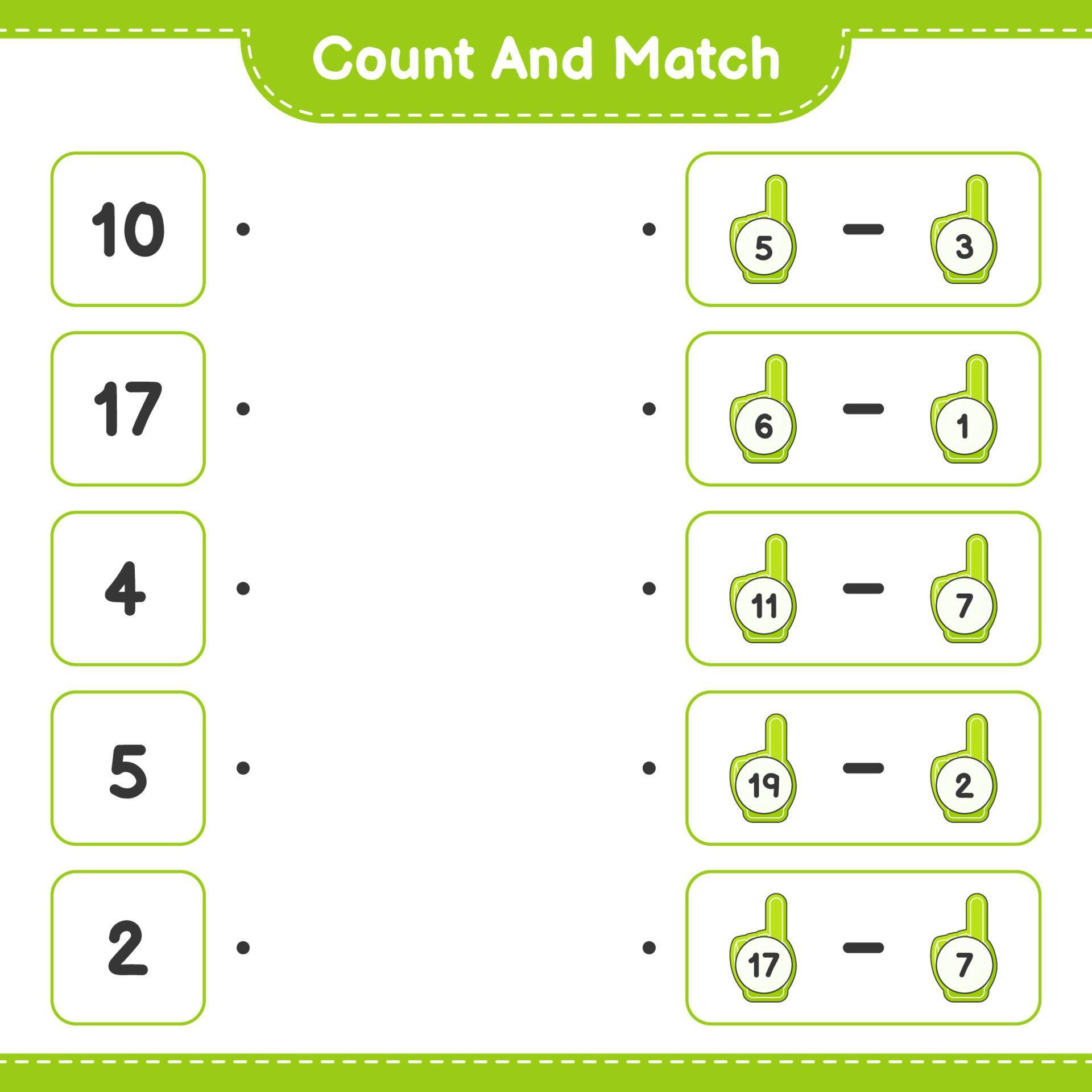 Count and match, count the number of Foam Finger and match with the ...