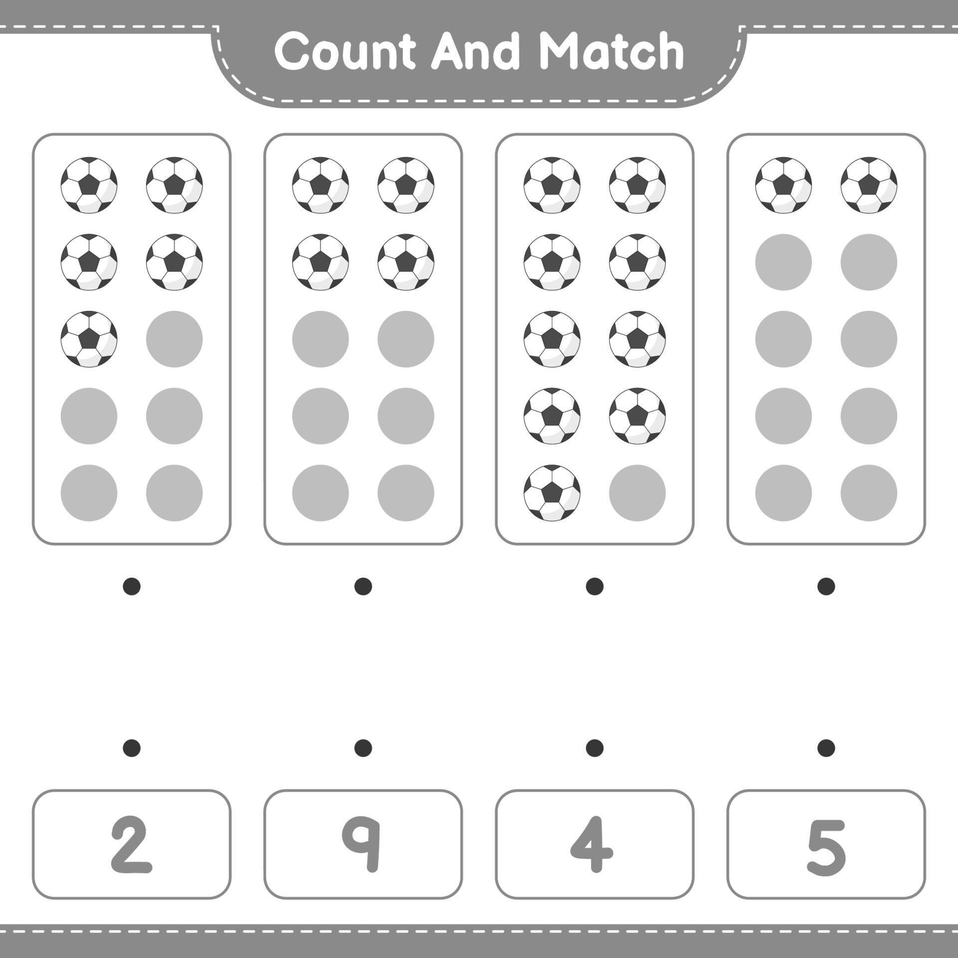 Count and match, count the number of Soccer Ball and match with the ...