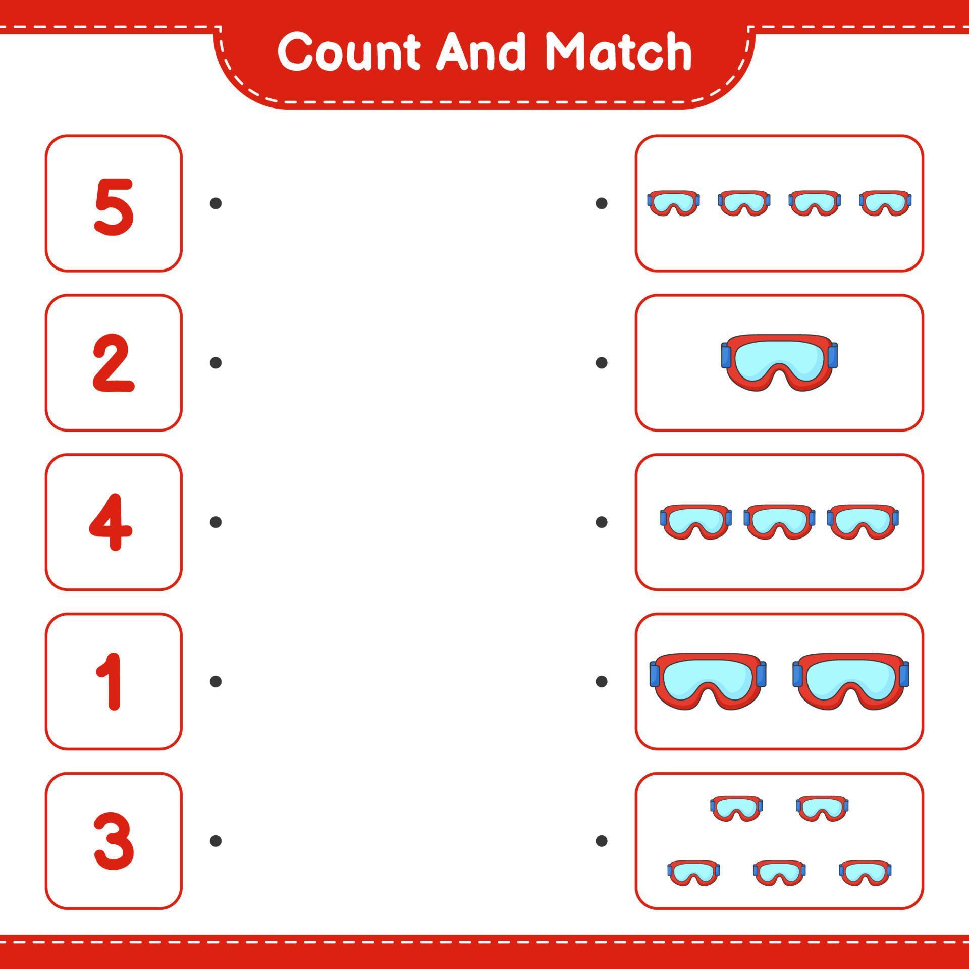 Count and match, count the number of Goggle and match with the right ...