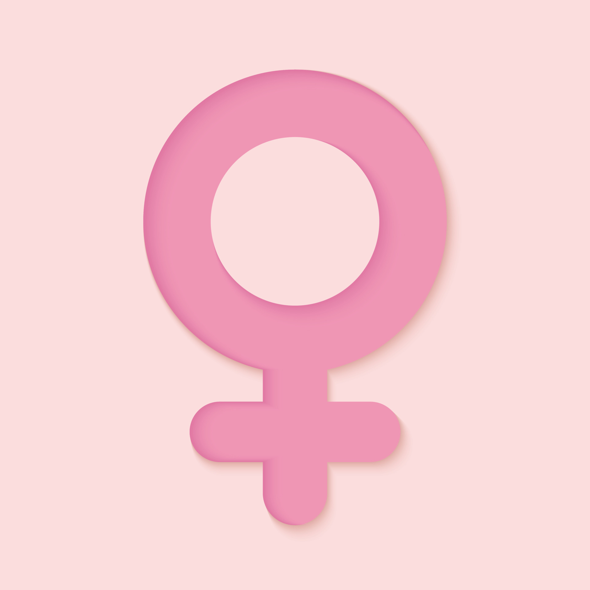 Female Sex Icon In Paper Cut Style Minimalistic Symbol On Pink