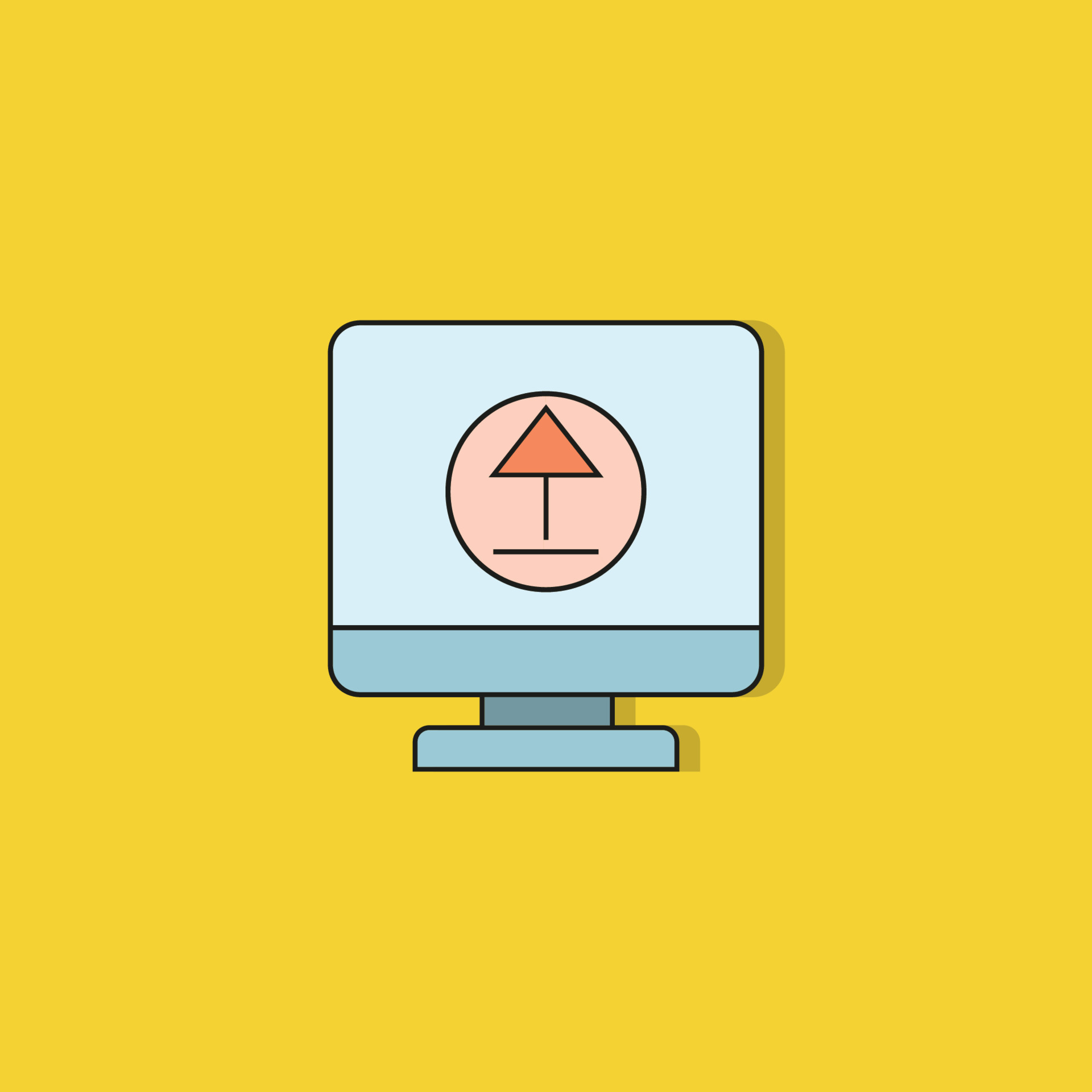computer upload icon on yellow background 8970744 Vector Art at Vecteezy