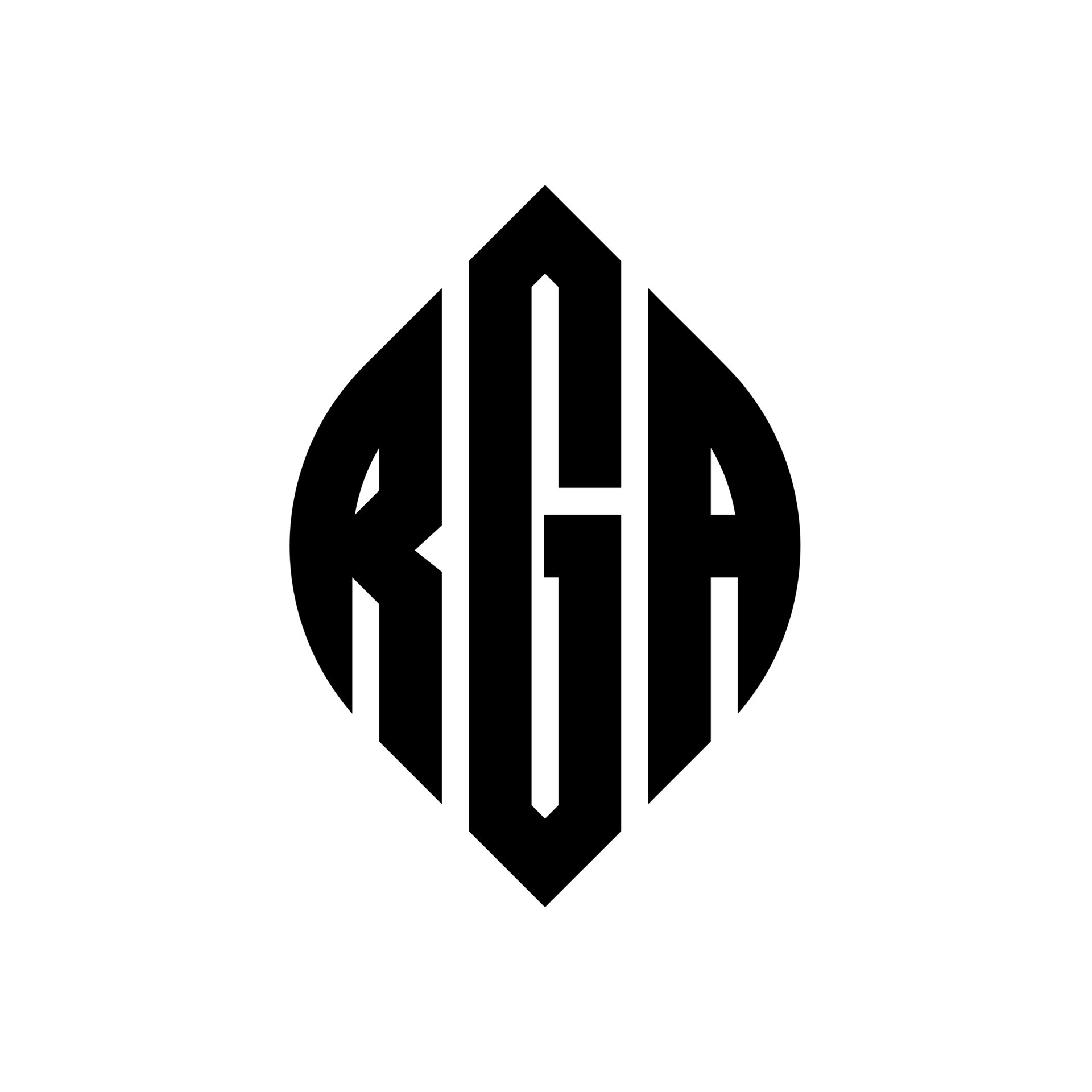 diseño de logotipo de letra de círculo rga con forma de círculo y elipse. letras elipses rga con ...
