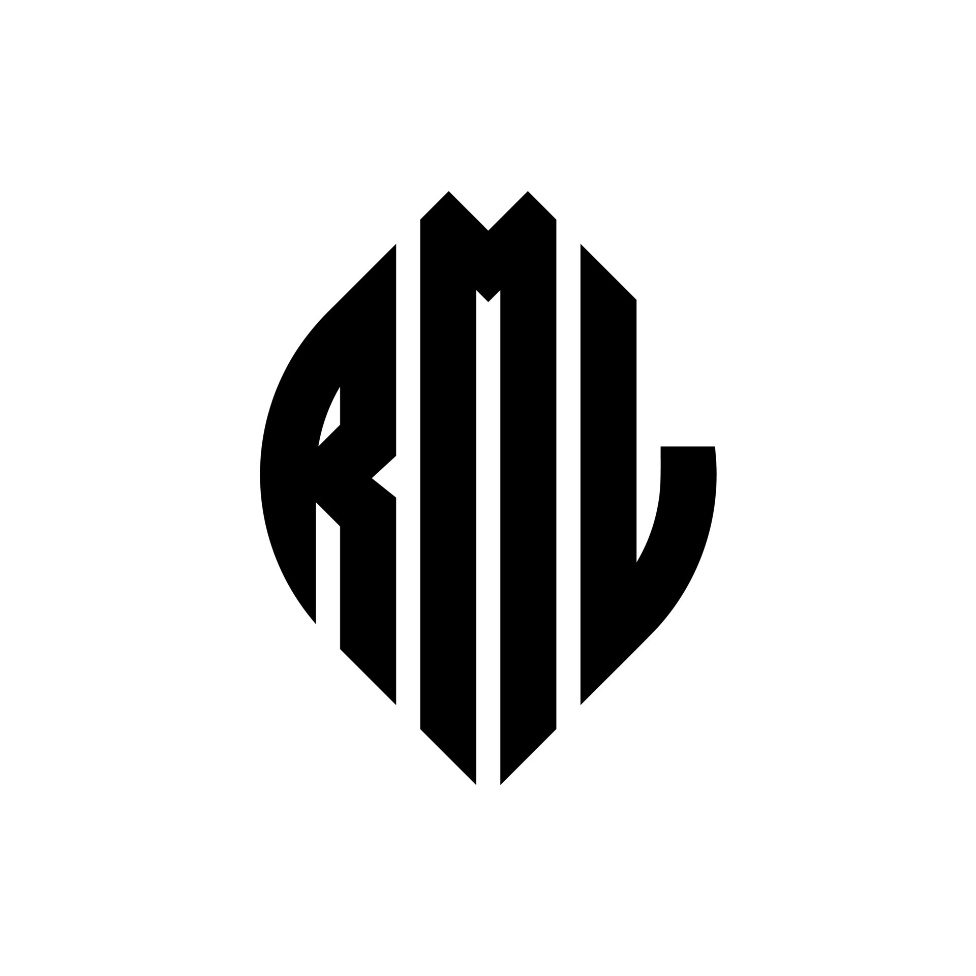 diseño de logotipo de letra de círculo rml con forma de círculo y elipse. letras de elipse rml ...