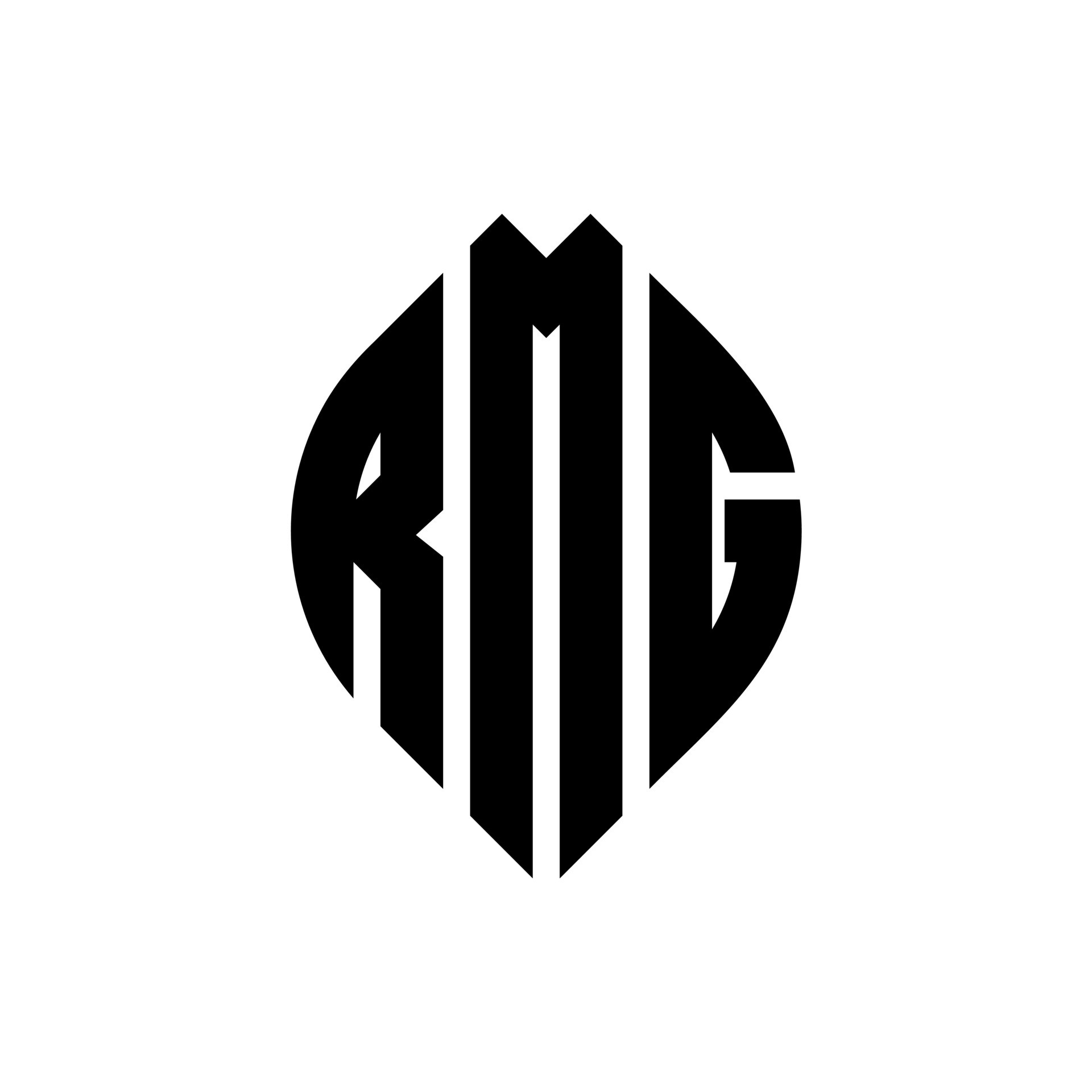 diseño de logotipo de letra de círculo rmg con forma de círculo y elipse. rmg letras elipses con ...