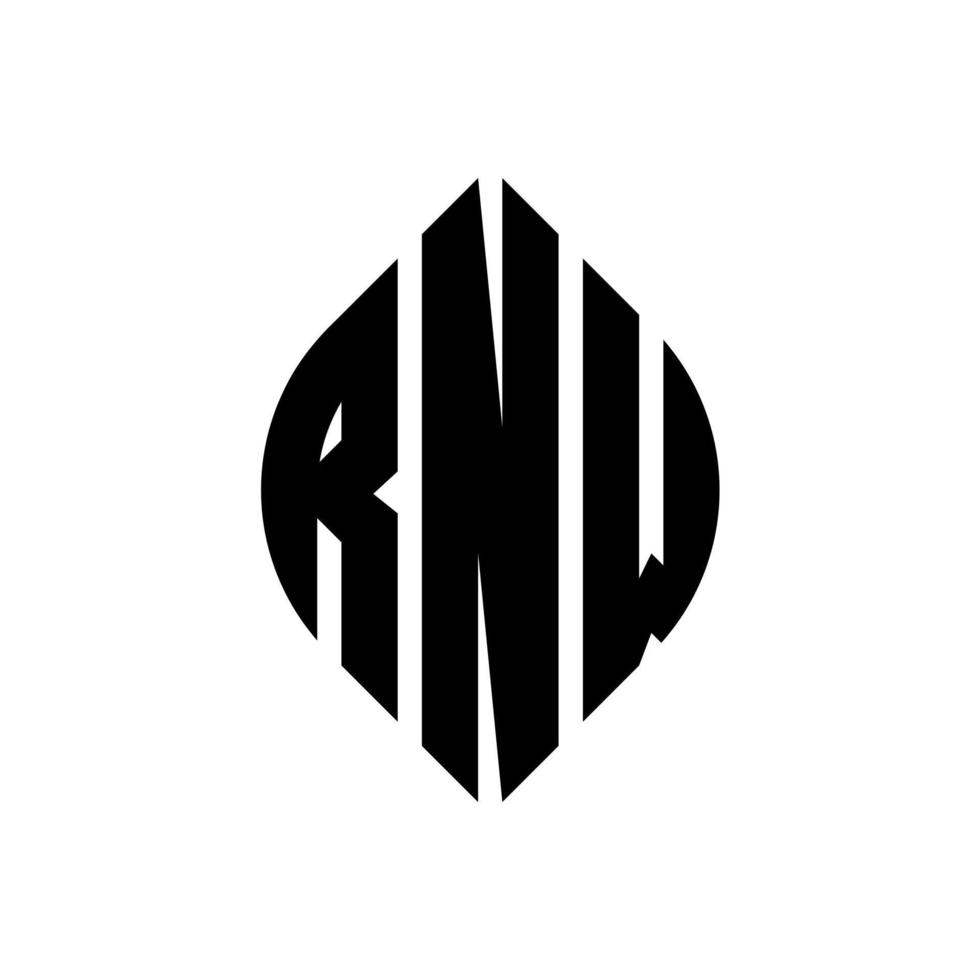 diseño de logotipo de letra de círculo rnw con forma de círculo y elipse. rnw letras elipses con ...
