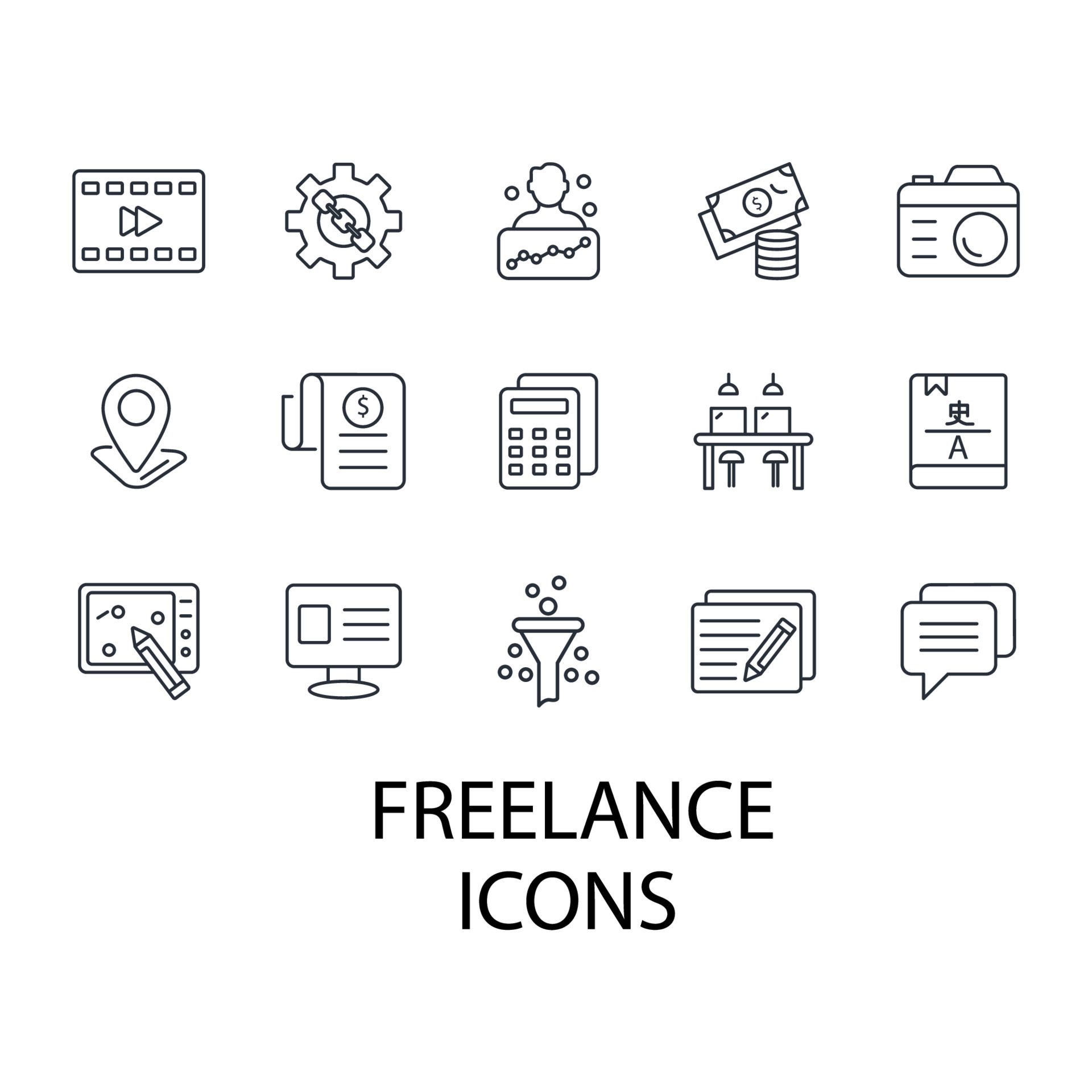 Freelance icons set . Freelance pack symbol vector elements for ...