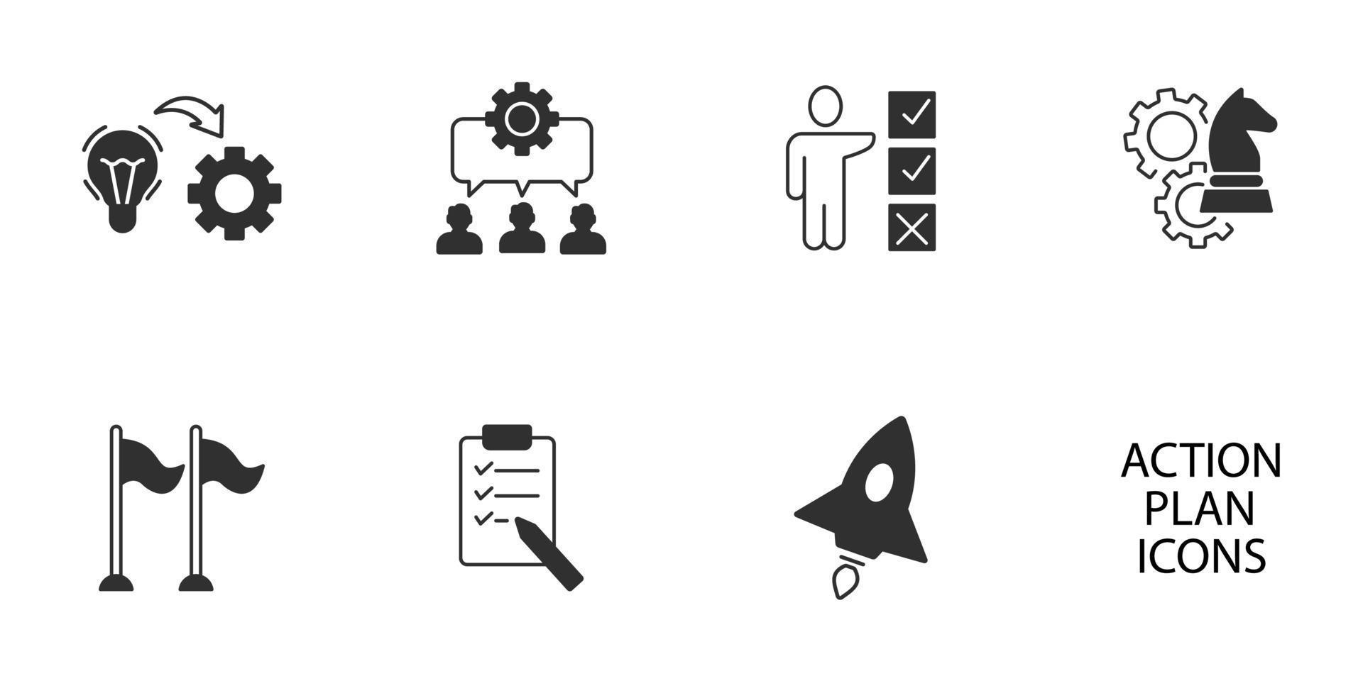 action plan icons set . action plan with pack symbol vector elements ...