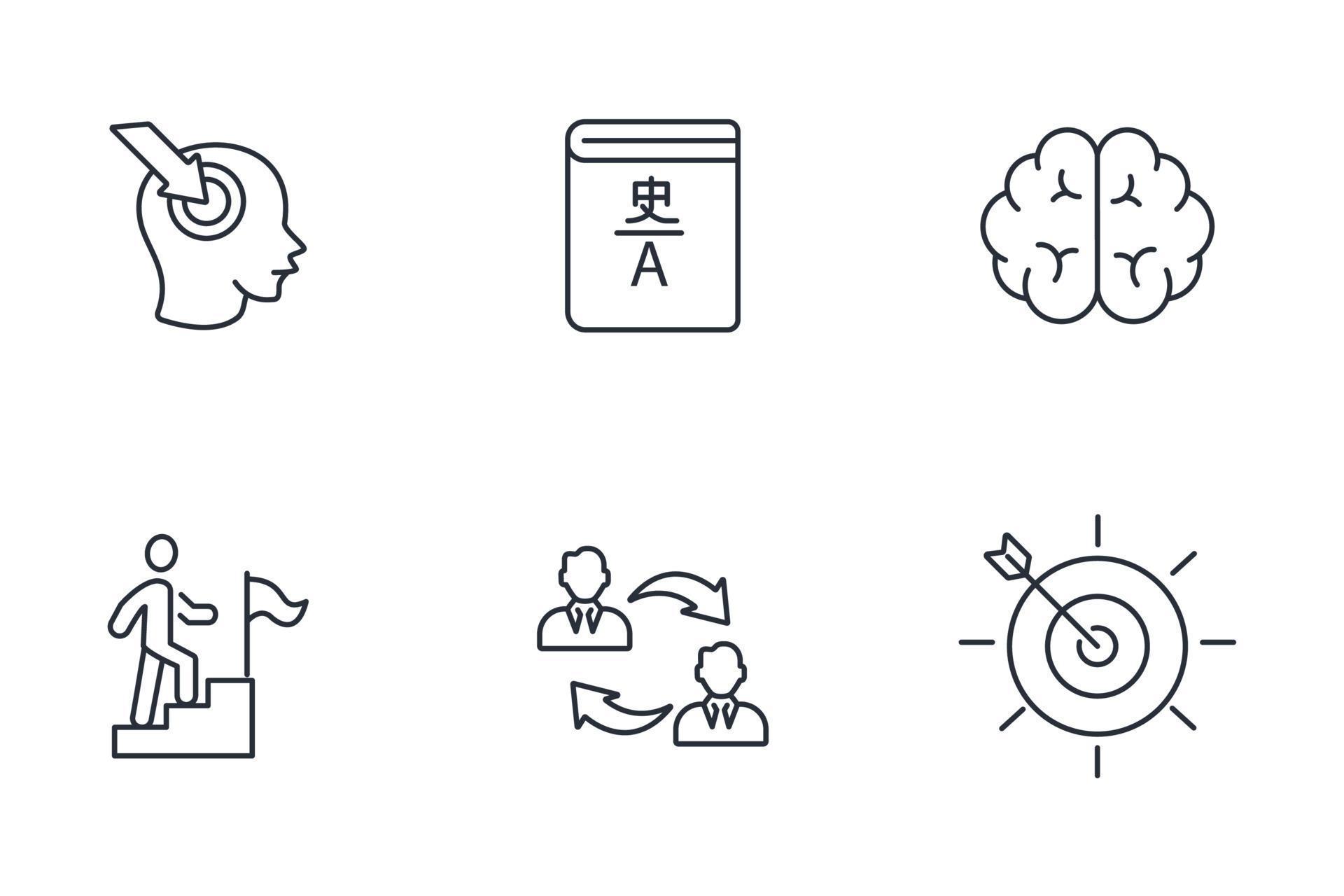 Neuro-linguistic programming NLP icons set . Neuro-linguistic ...