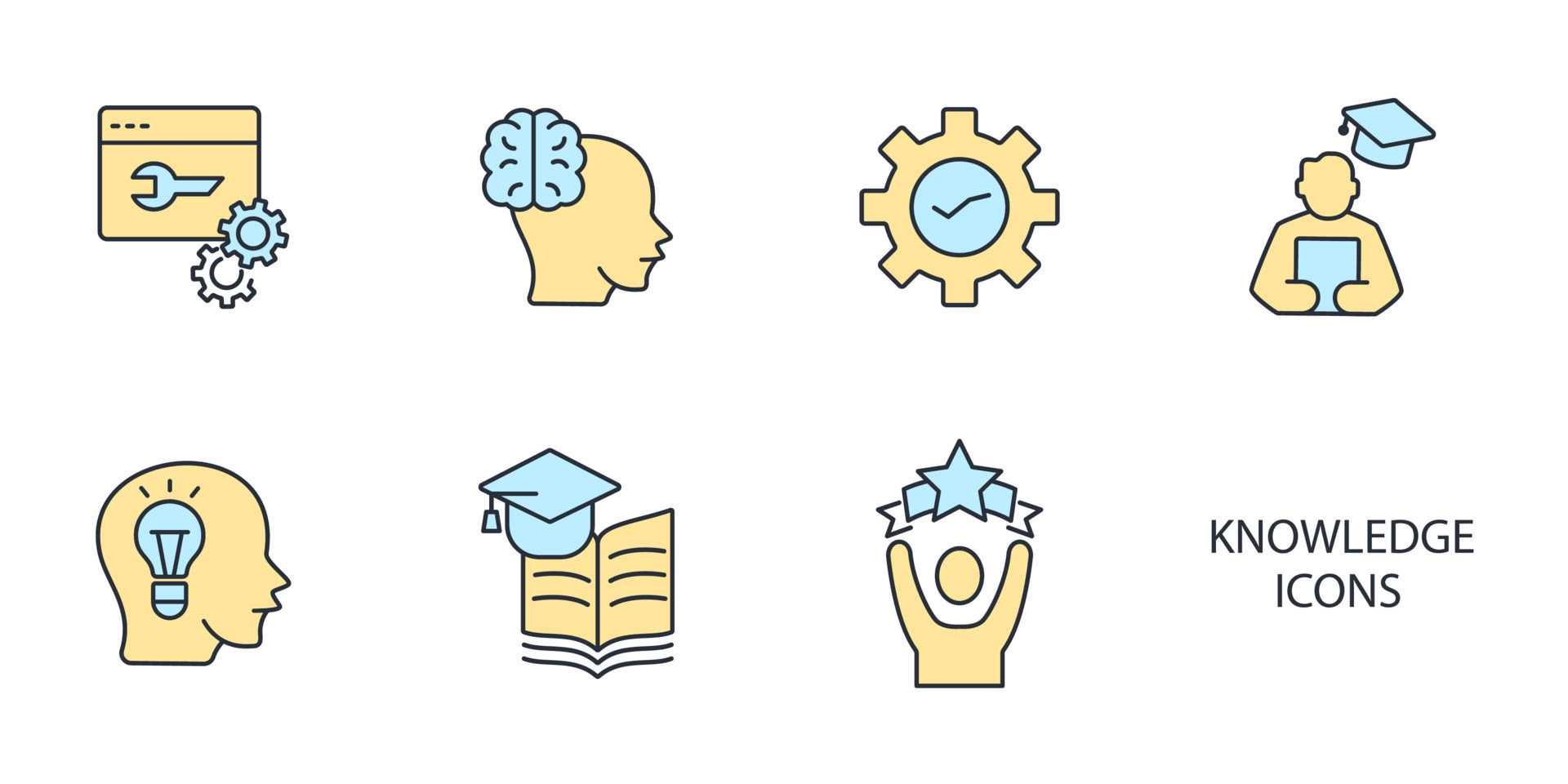 knowledge and education icons set . knowledge and education pack symbol ...