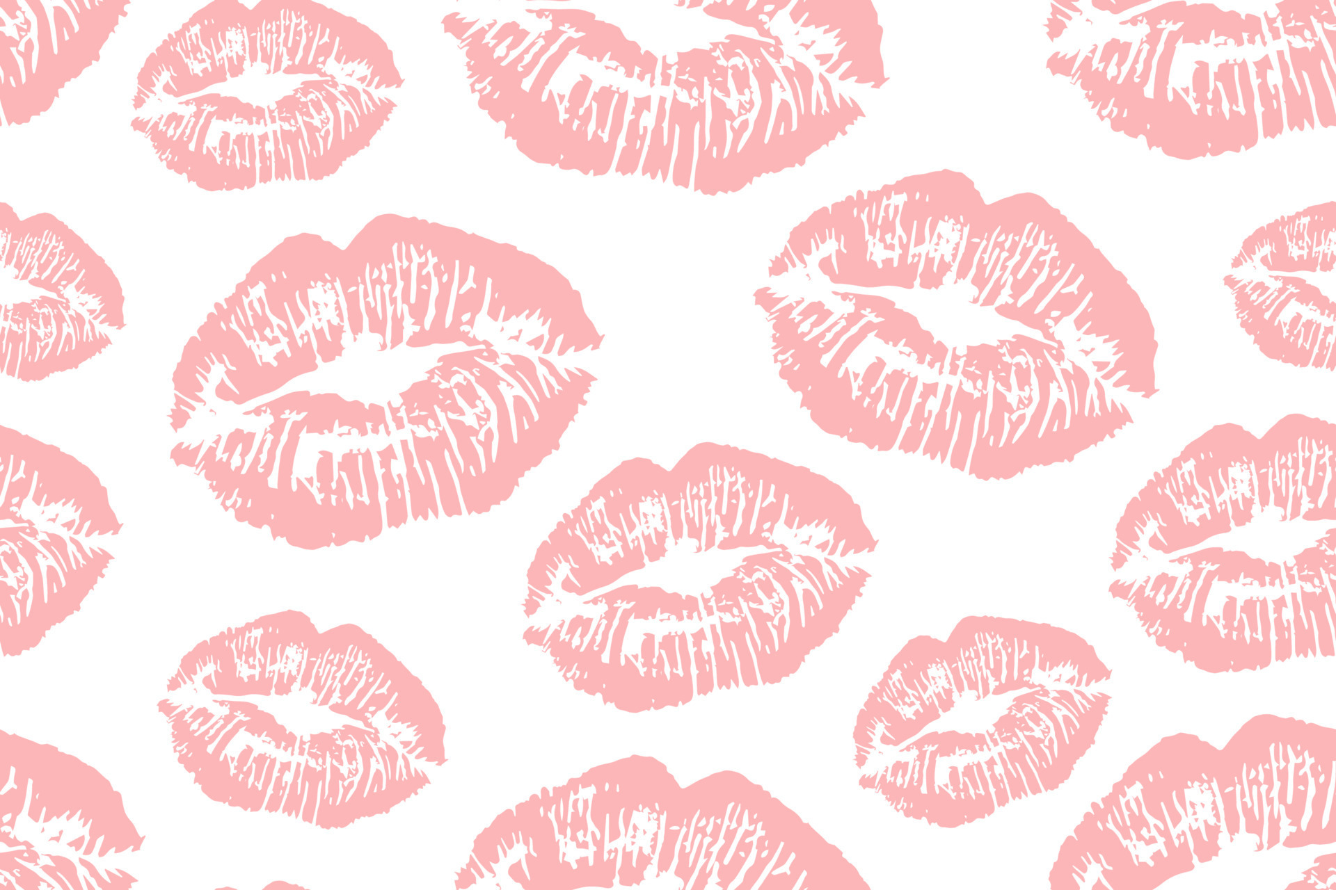 Seamless Pattern With Pink Lips Lip Prints On A White Background