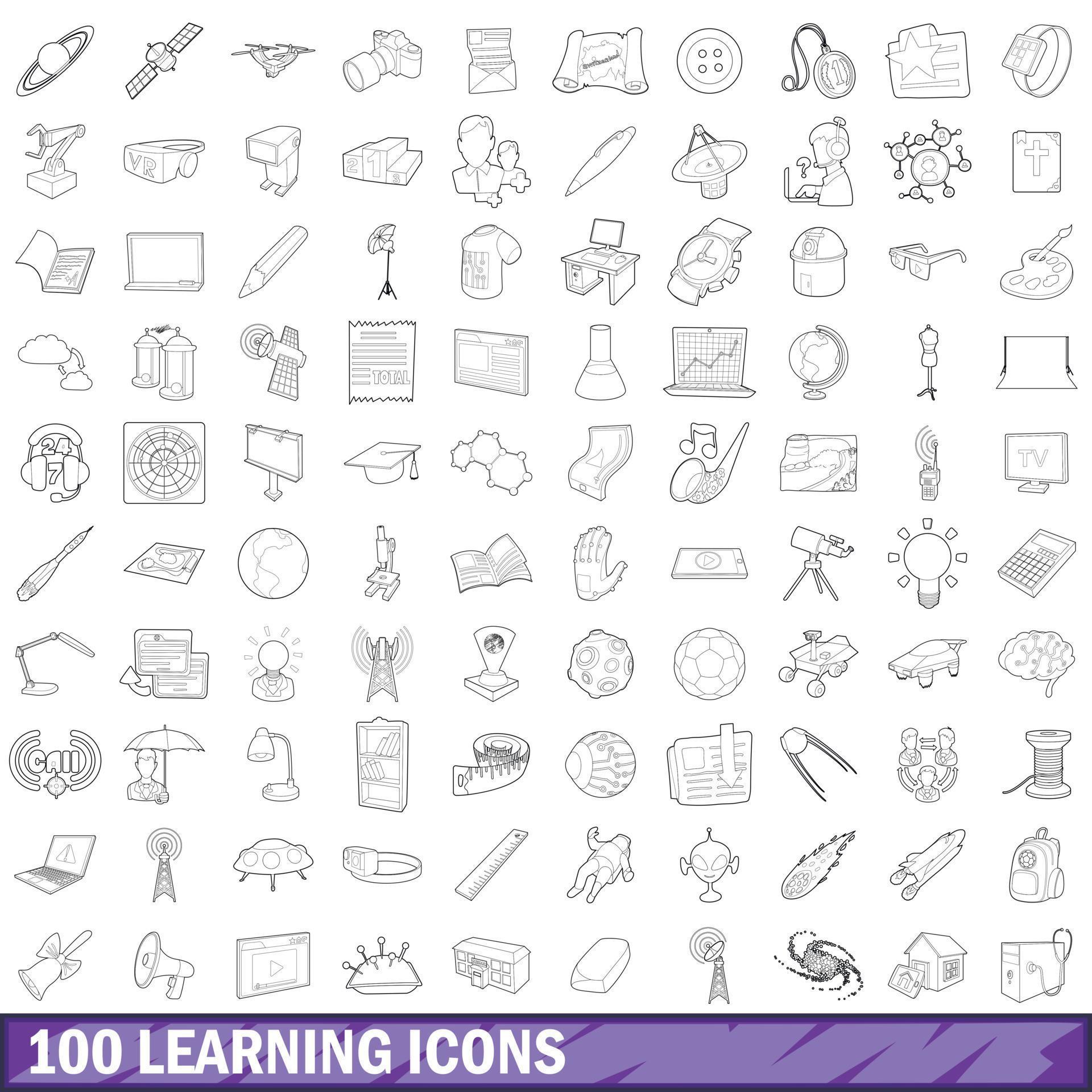 100 learning icons set, outline style 8978576 Vector Art at Vecteezy 100 learning icons set, outline style 8978576 Vector Art at Vecteezy