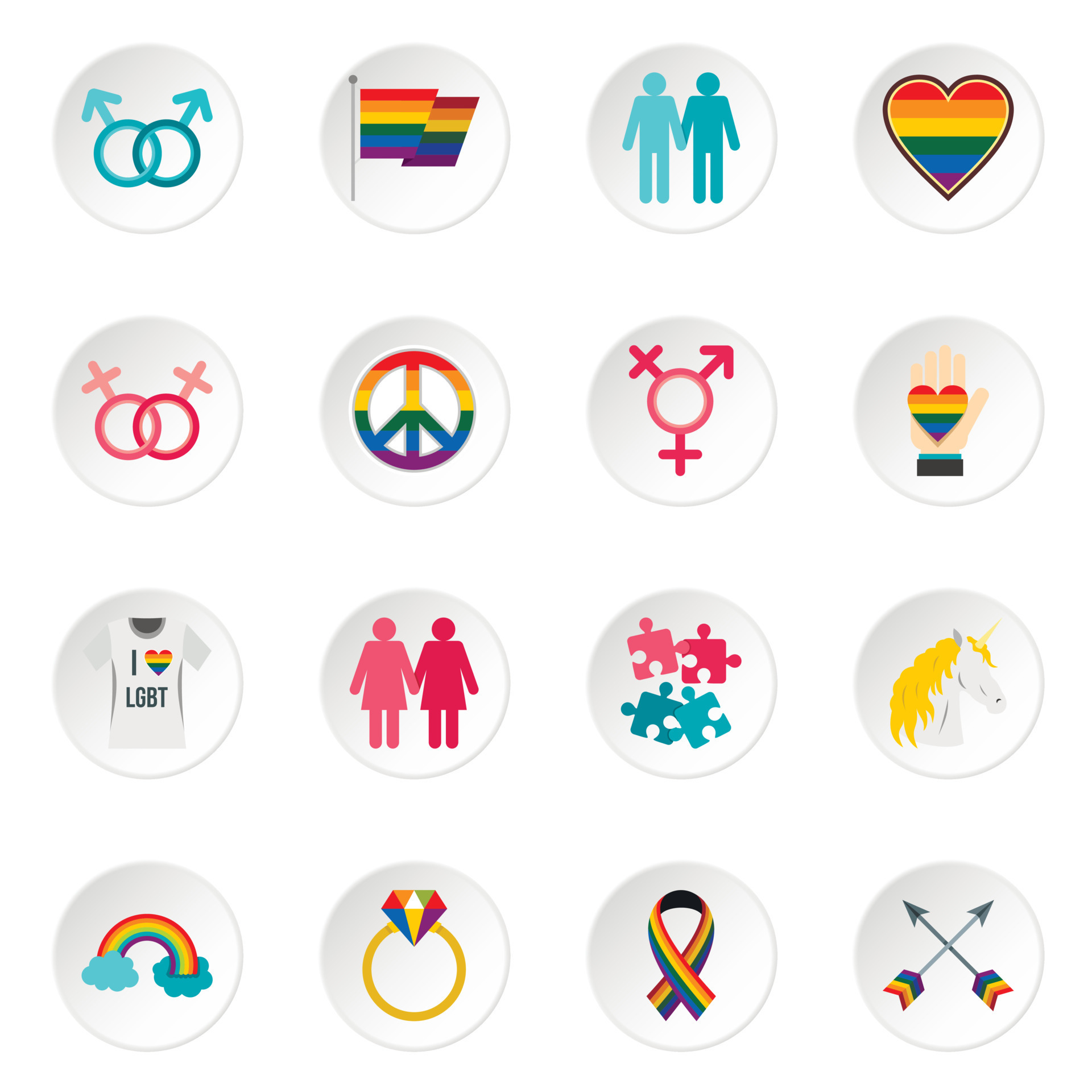 Lgbt set flat icons 8979749 Vector Art at Vecteezy