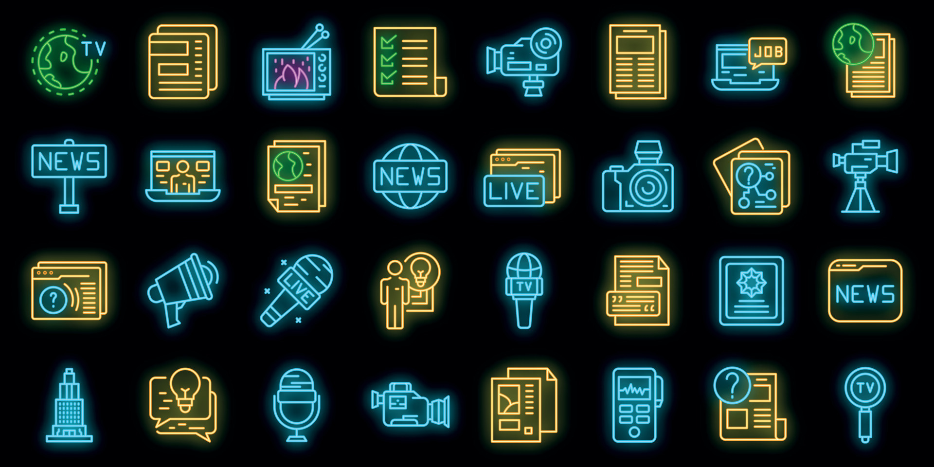 Reportage icons set vector neon 8979792 Vector Art at Vecteezy Reportage icons set vector neon 8979792 Vector Art at Vecteezy