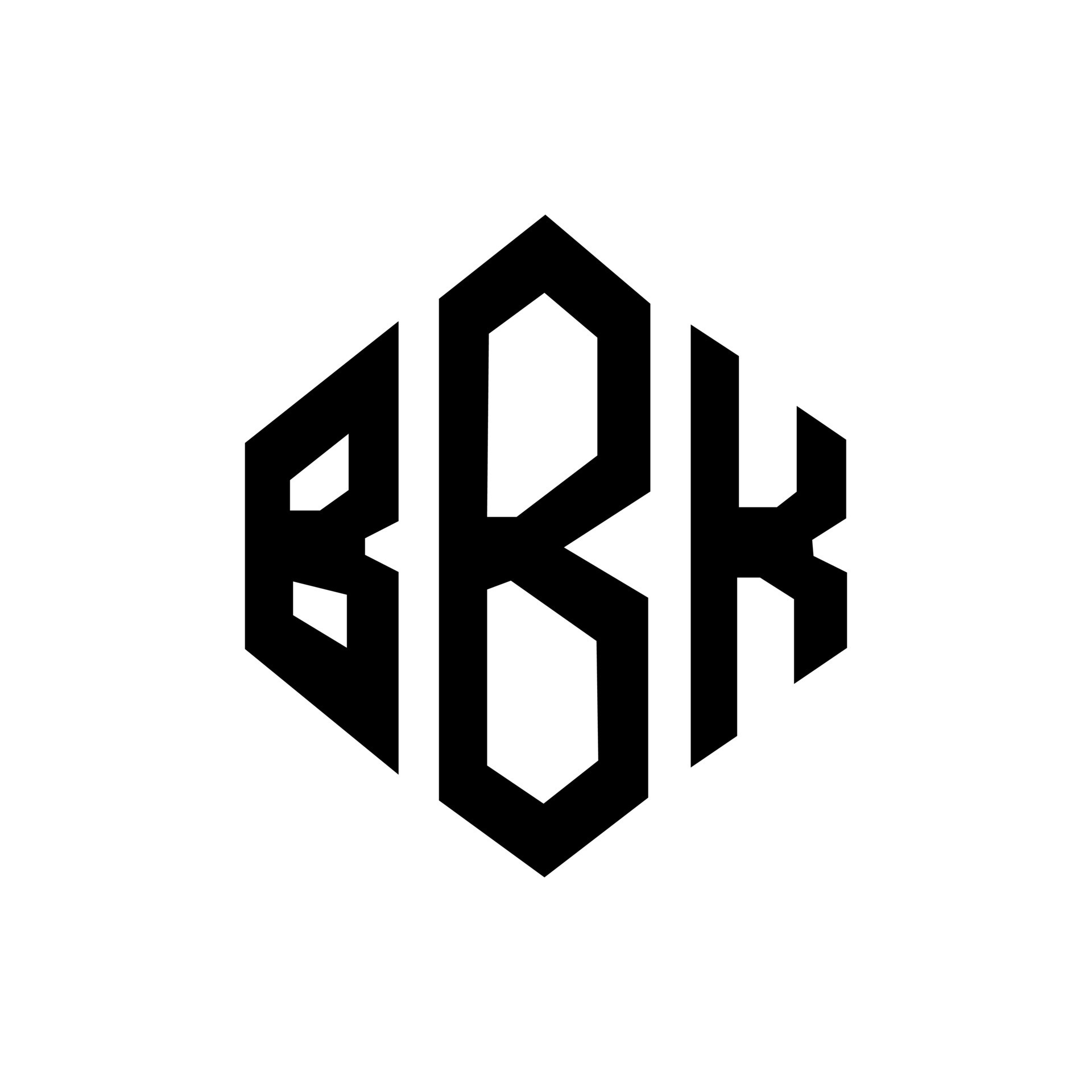 diseño de logotipo de letra bbk con forma de polígono. diseño de logotipo en forma de cubo y ...