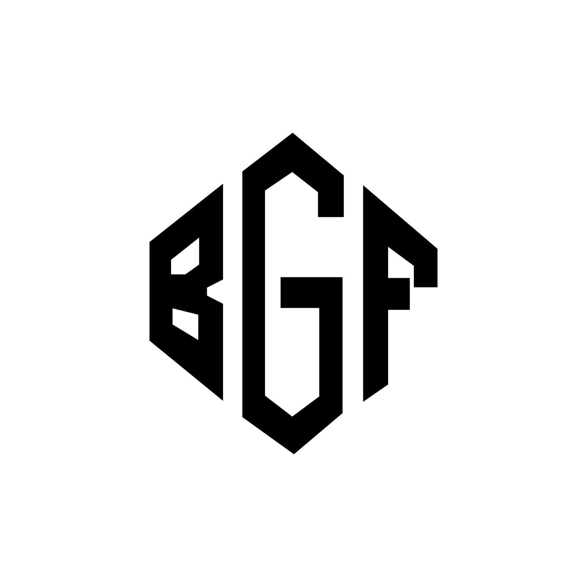 diseño de logotipo de letra bgf con forma de polígono. diseño de logotipo de forma de cubo y ...