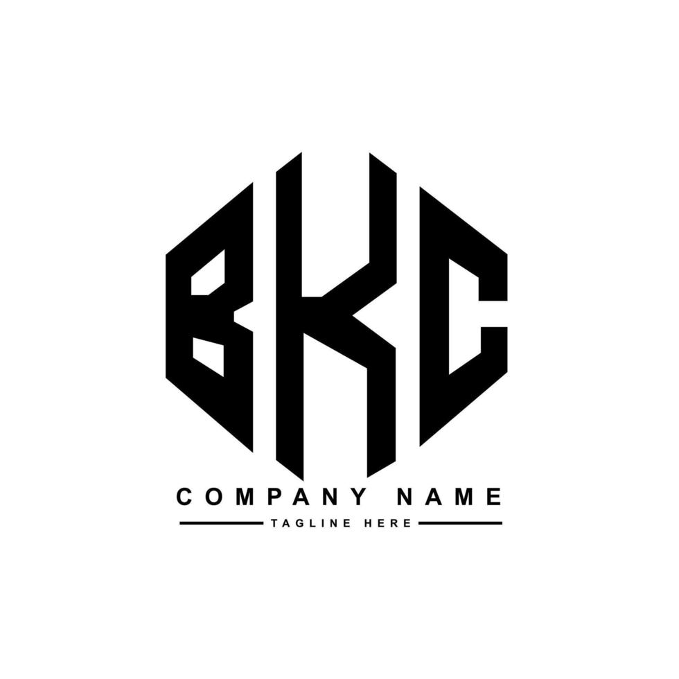 diseño de logotipo de letra bkc con forma de polígono. diseño de logotipo de forma de cubo y ...