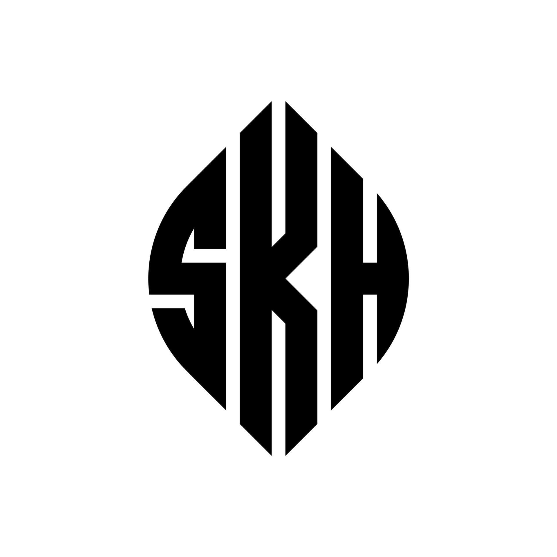 SKH circle letter logo design with circle and ellipse shape. SKH ...