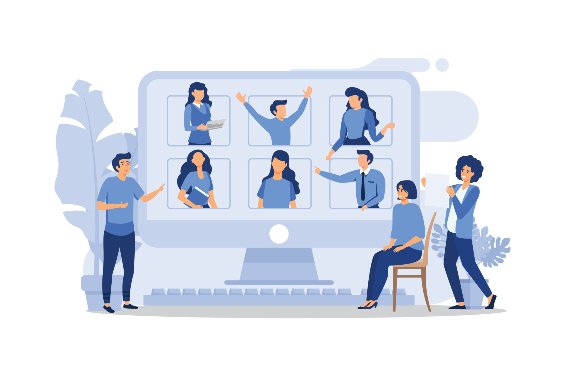 Vector business graph, open vacancy, flat color icons, creative ...
